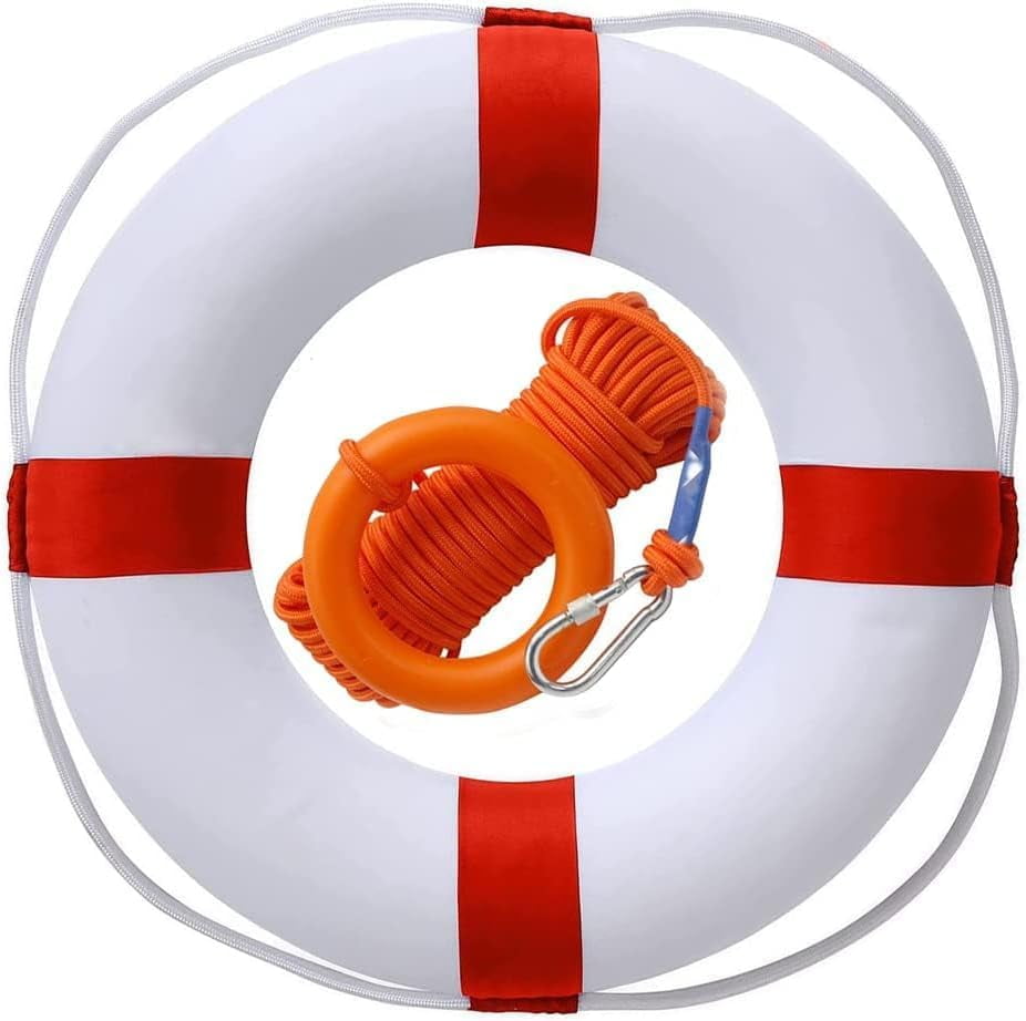 20 Inch Life Preserver Ring with Water Floating Lifesaving Rope 98.4FT ...