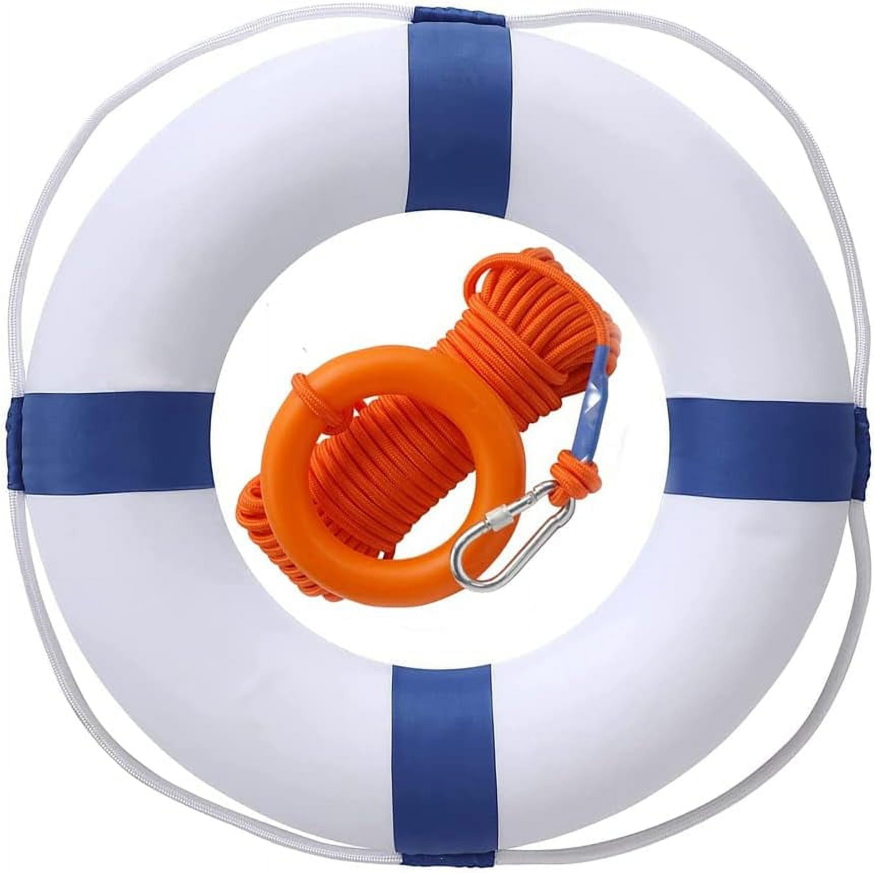 20 Inch Life Preserver Ring with Water Floating Lifesaving Rope 98.4FT Set, Swim Foam Buoy ...