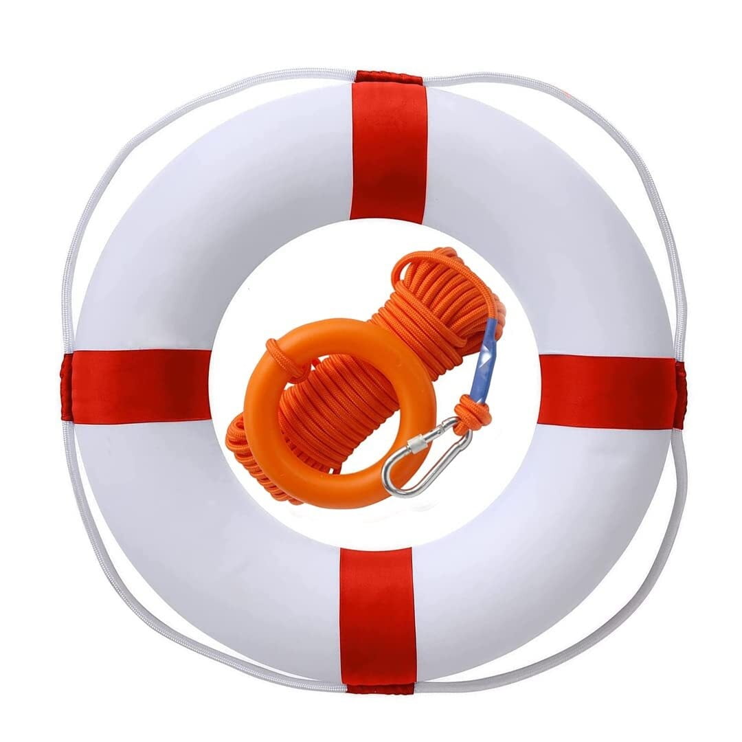 20 Inch Life Preserver Ring with Water Floating Lifesaving Rope 98.4FT ...