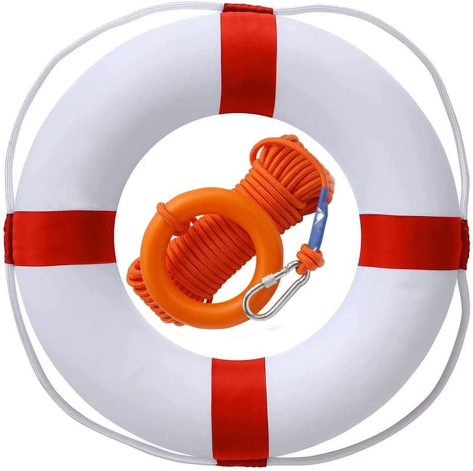 20 Inch Life Preserver Ring with Water Floating Lifesaving Rope 98.4FT Set, Swim Foam Ring Buoy ...