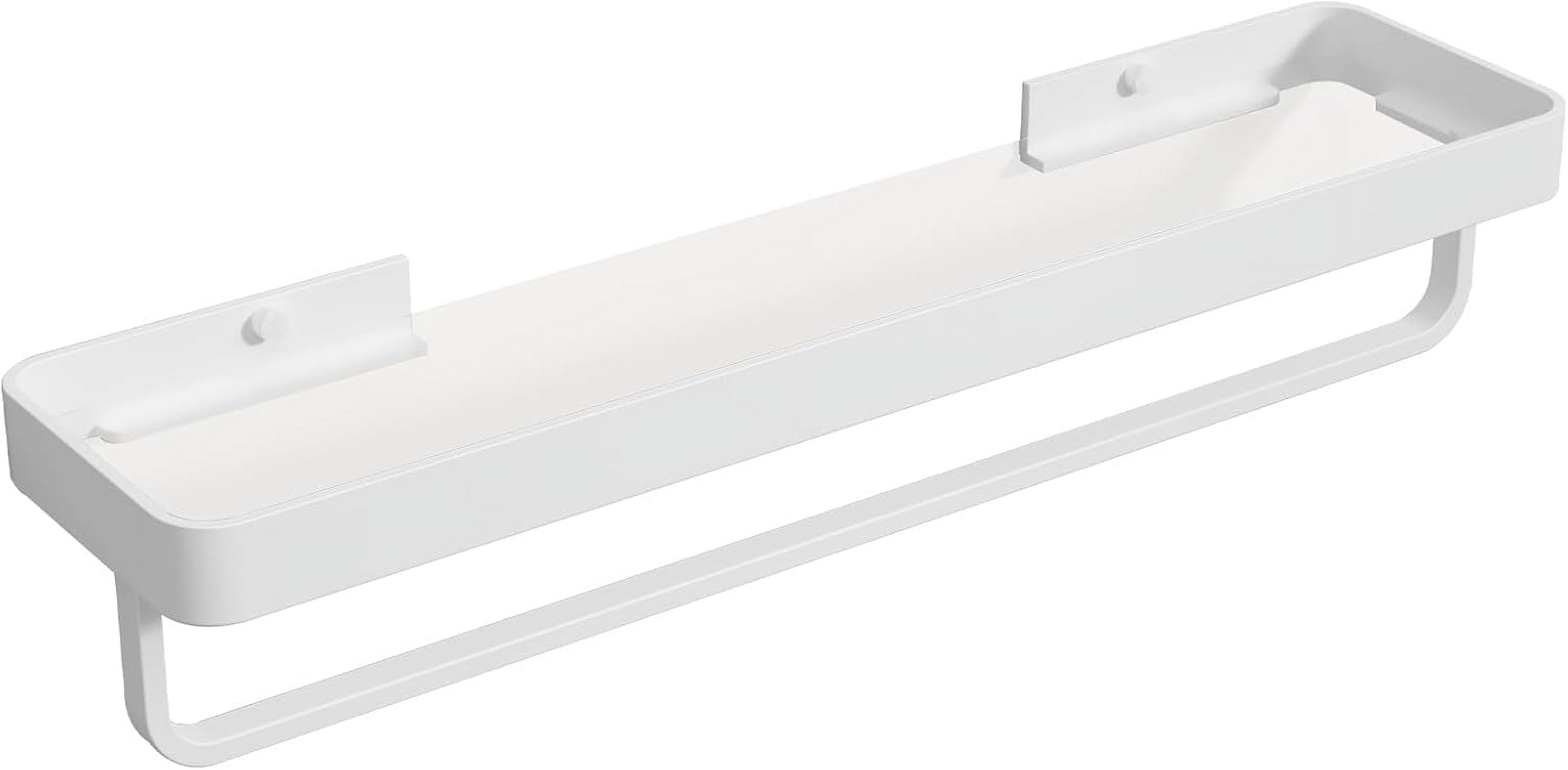 20 Inch Long Floating Bathroom Shelf with Towel Bar, Clear Tempered ...