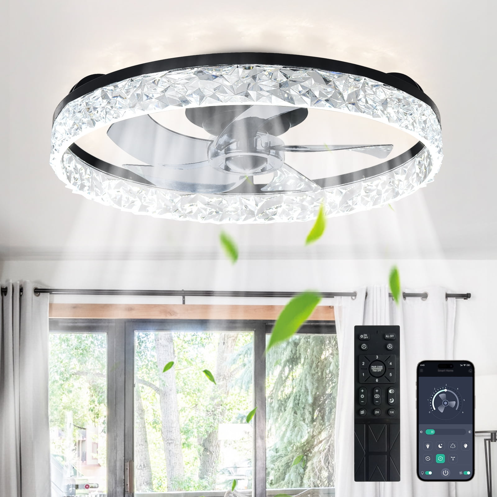 20-Inch Low Profile Ceiling Fan with Light - Ultra-Quiet