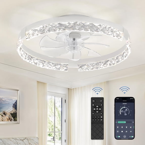 20 Inch Low Profile Ceiling Fans with Lights and Remote, Fandelier ...