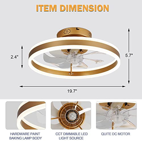 20 Inch Low Profile Ceiling Fans with Remote Control and APP,Kids ...
