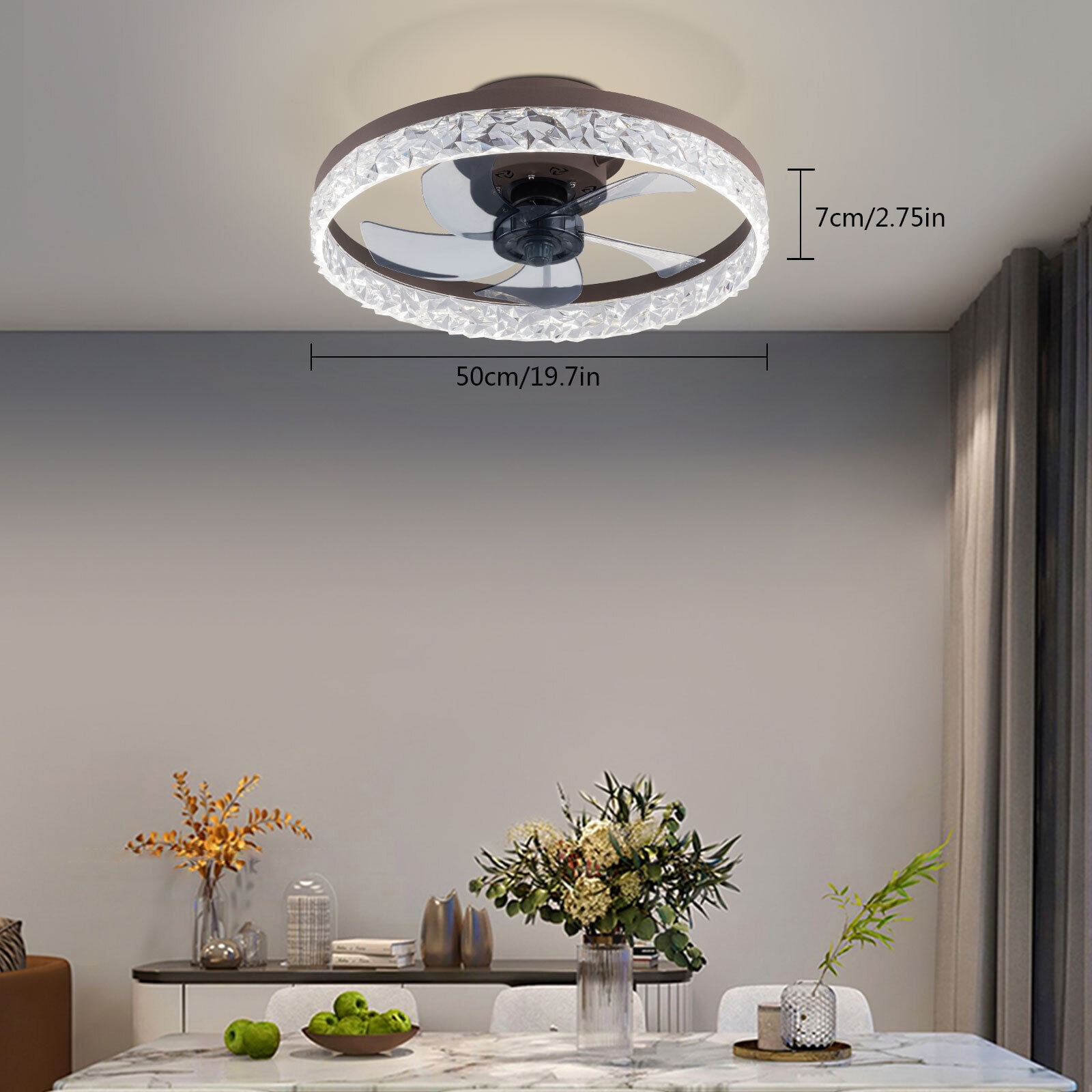 20 Inch Modern Acrylic Ceiling Fan Light With Remote Control 3 Color ...