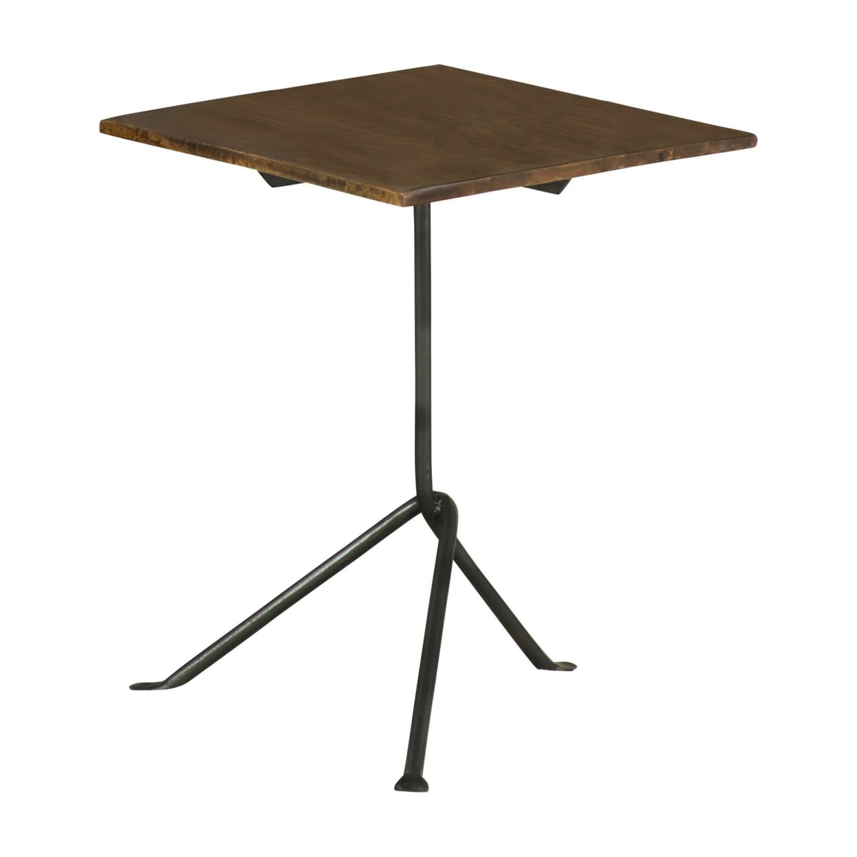 20 Inch Modern Square Accent Table, Gray Metal Tripod Base, Dark Brown ...