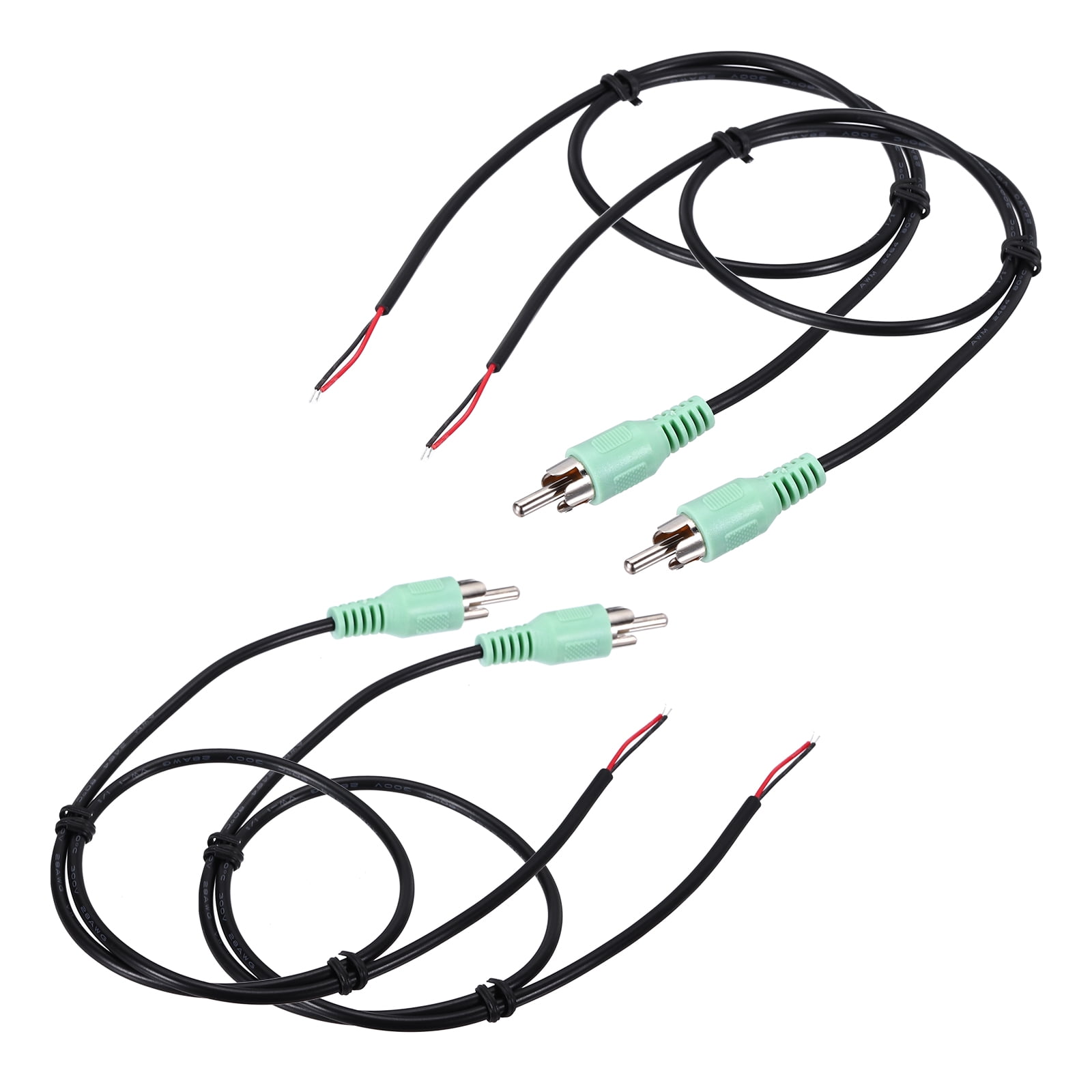 20 Inch Open Green RCA Male Plug Jack Connector Adapter to Bare Wire ...