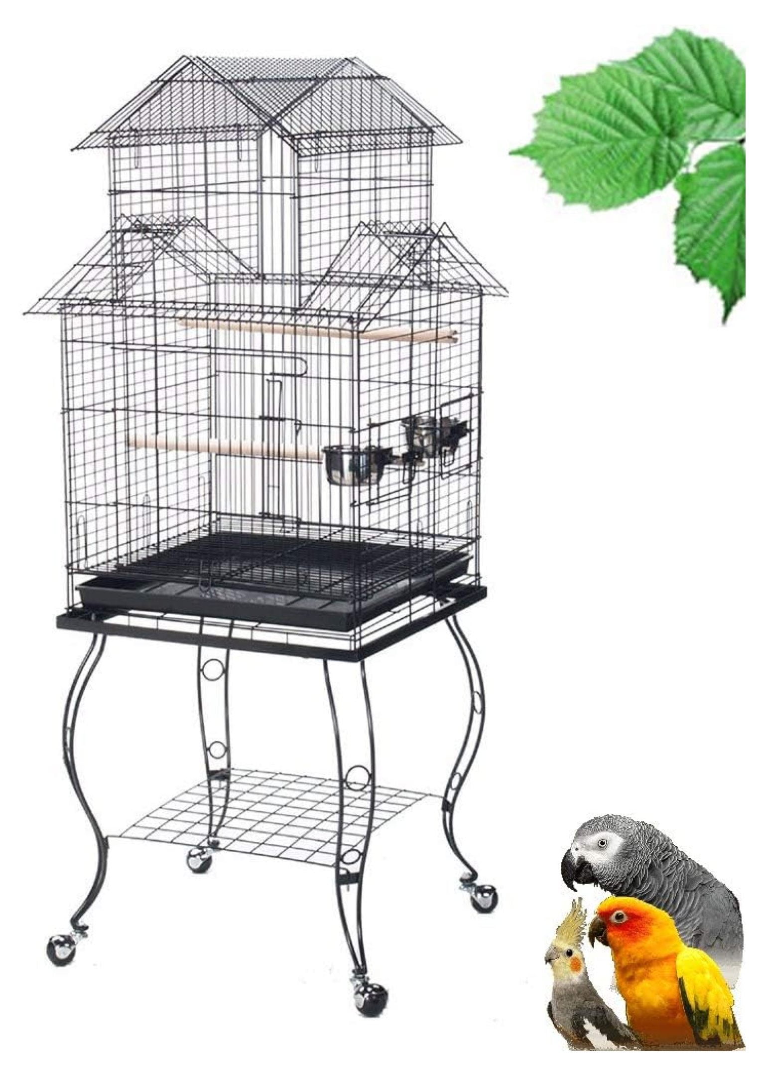 20-Inch Pagoda Roof Top Parrot Lovebird Cockatiel Cockatiels Parakeets Home House Cage with ...