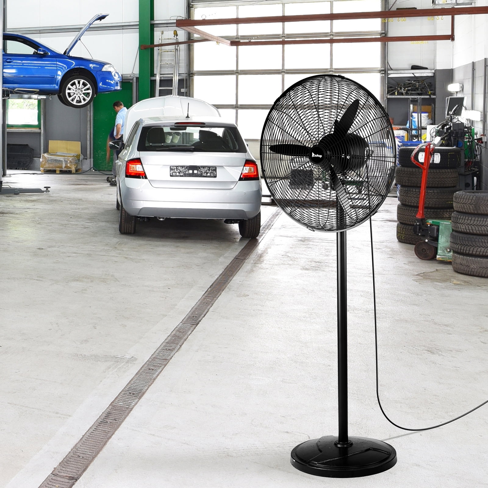 20 Inch Pedestal Floor Fan 5000CFM, Oscillating Standing Fan ...