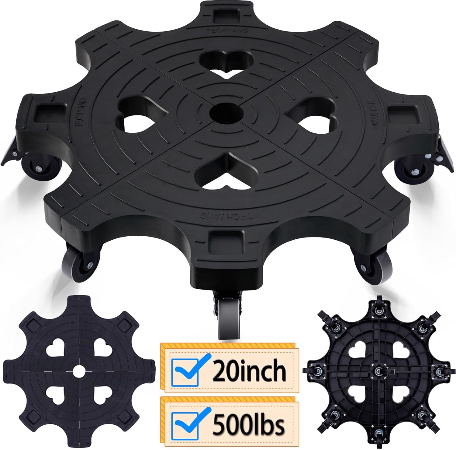 20 Inch Plant Caddy With Wheels - Heavy Duty Outdoor Indoor Rolling ...