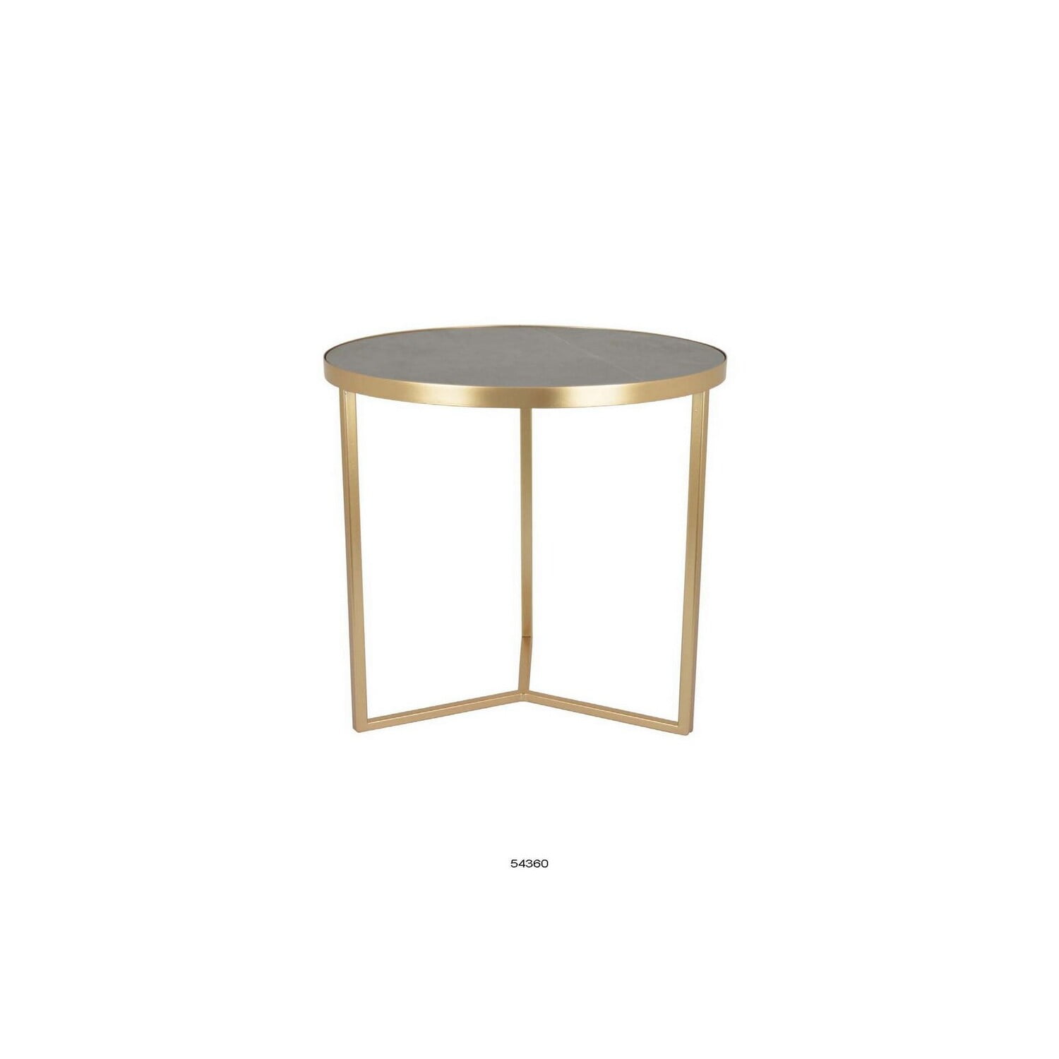 20 Inch Plant Stand Table 3 Legged Metal Base Gray Marble Gold Finish ...