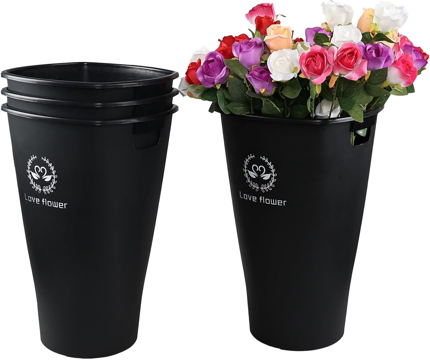 20 Inch Plastic Large Wedding Flower Bucket, 4-Pack Farmhouse French ...