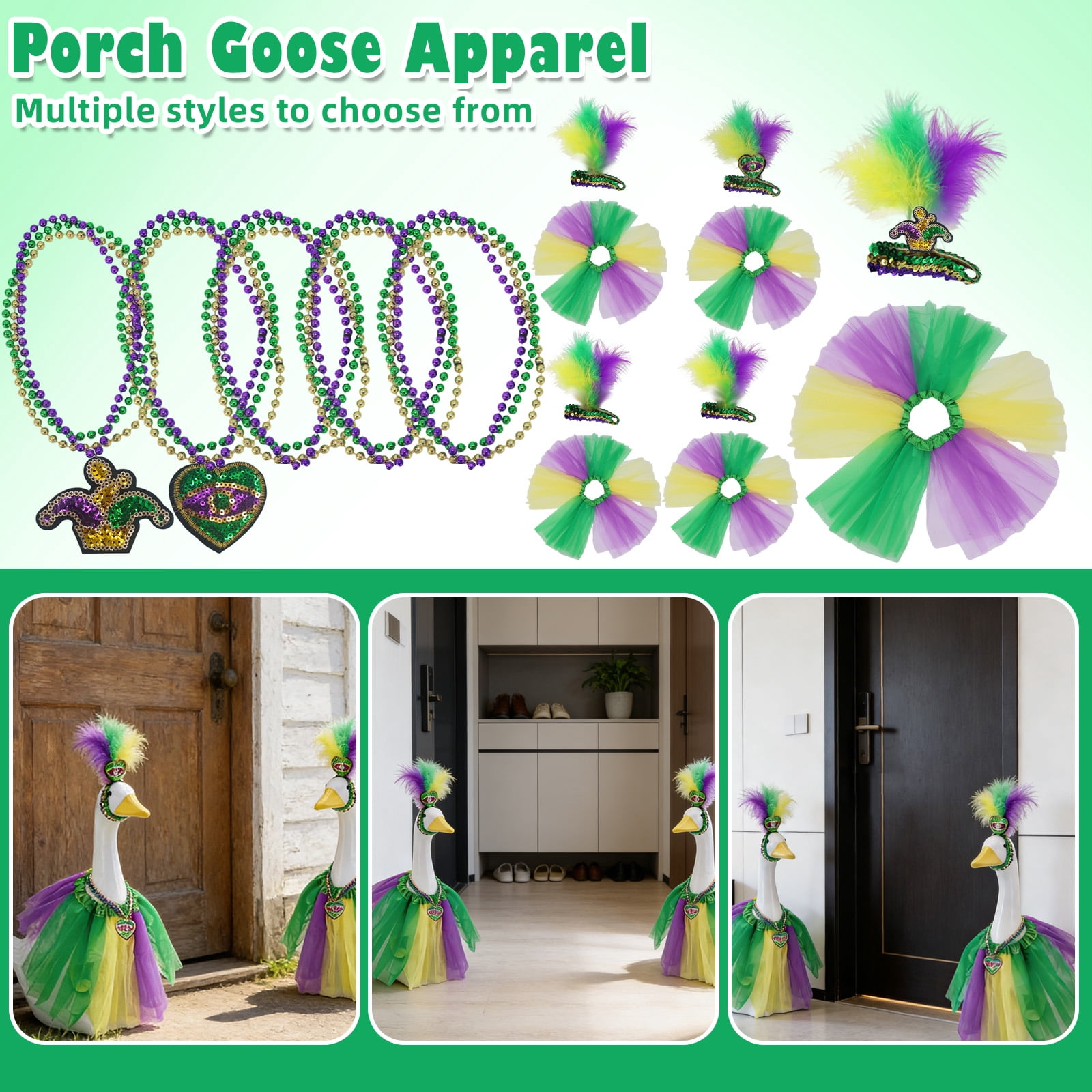 20-Inch Porch Goose Decorative Clothes, Mardi Gras-Style Tulle Skirt ...