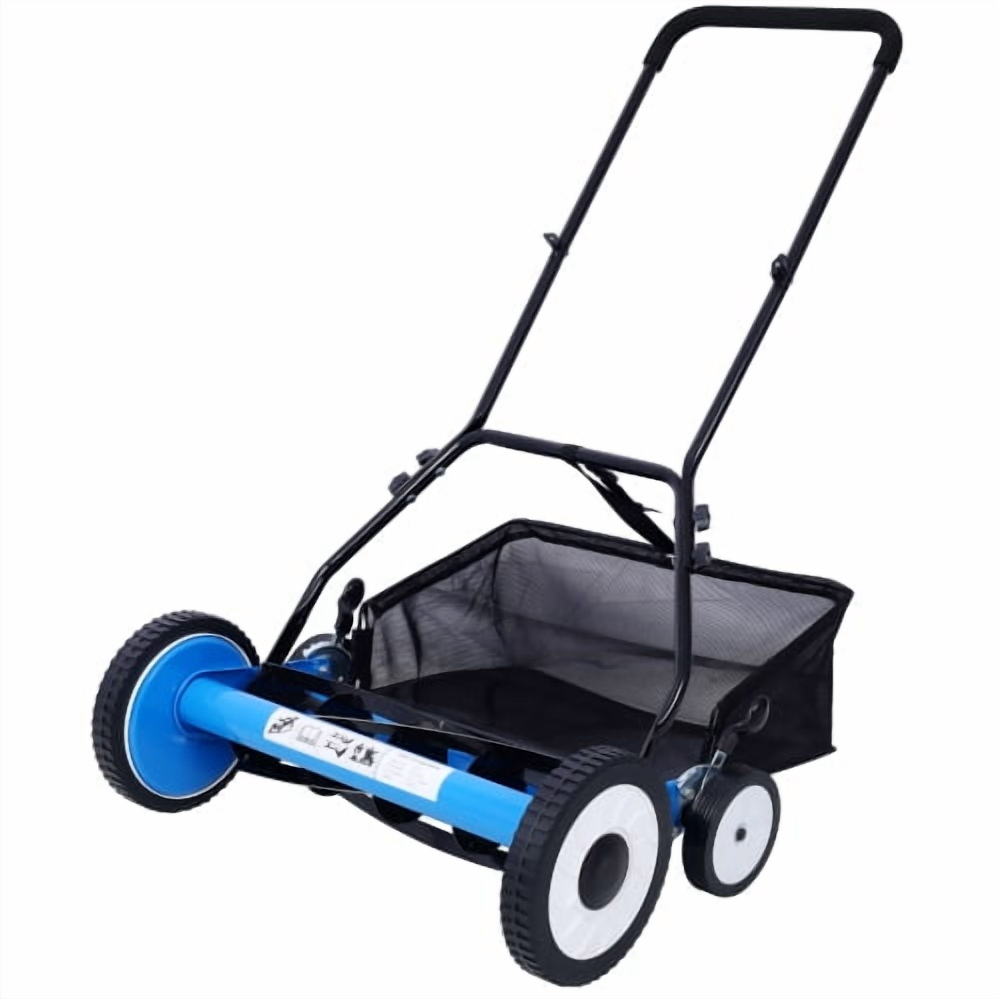 20-Inch Push Reel Lawn Mower, 5-Blade, 4 Wheels with Grass Catcher ...