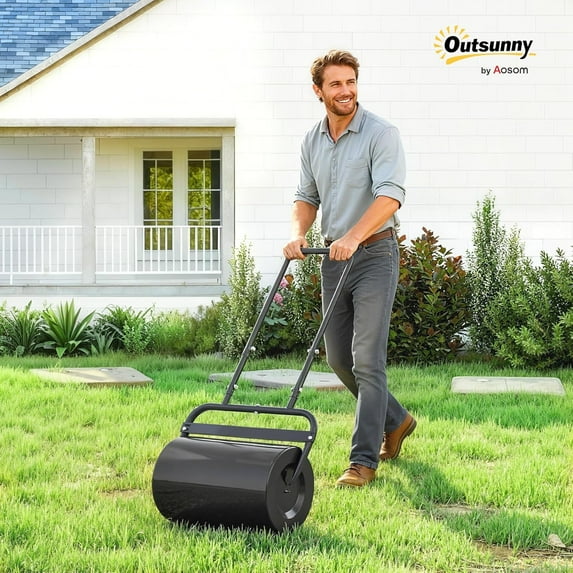 20-Inch Push/Tow Behind Lawn Roller Filled with 10 Gal Water or Sand ...