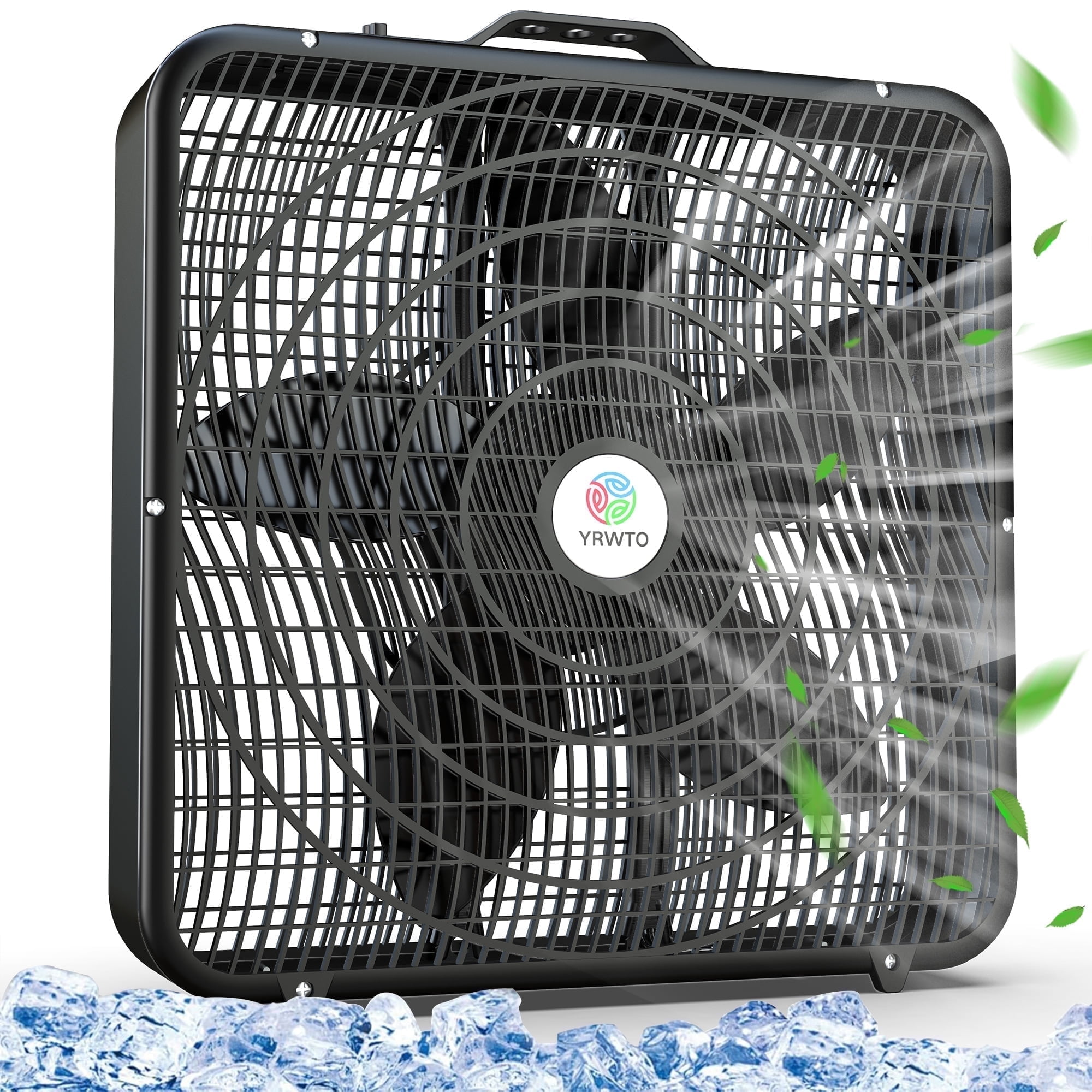 YRWTO 20" Quiet Box Fan – 3 Speeds, Energy-Efficient, Perfect for Home ...