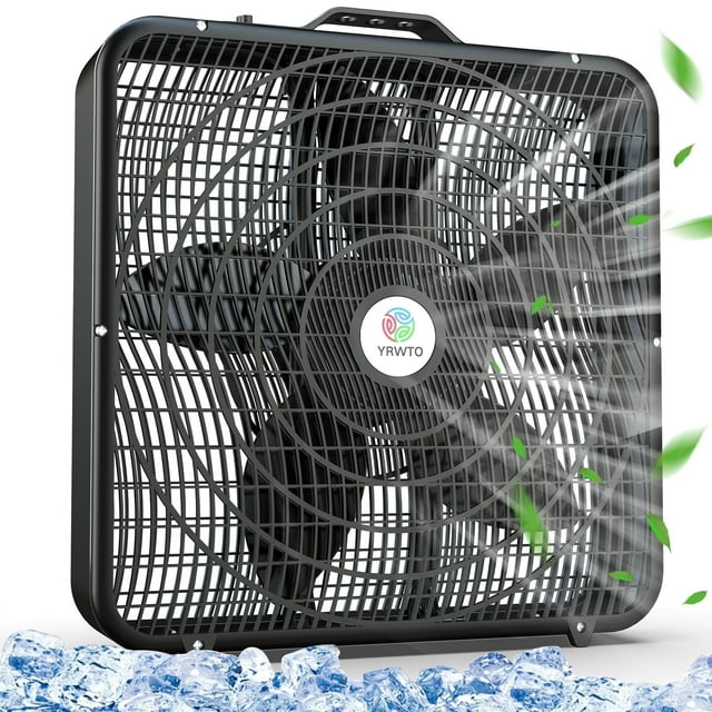 YRWTO 20" Quiet Box Fan – 3 Speeds, Energy-Efficient, Perfect for Home ...