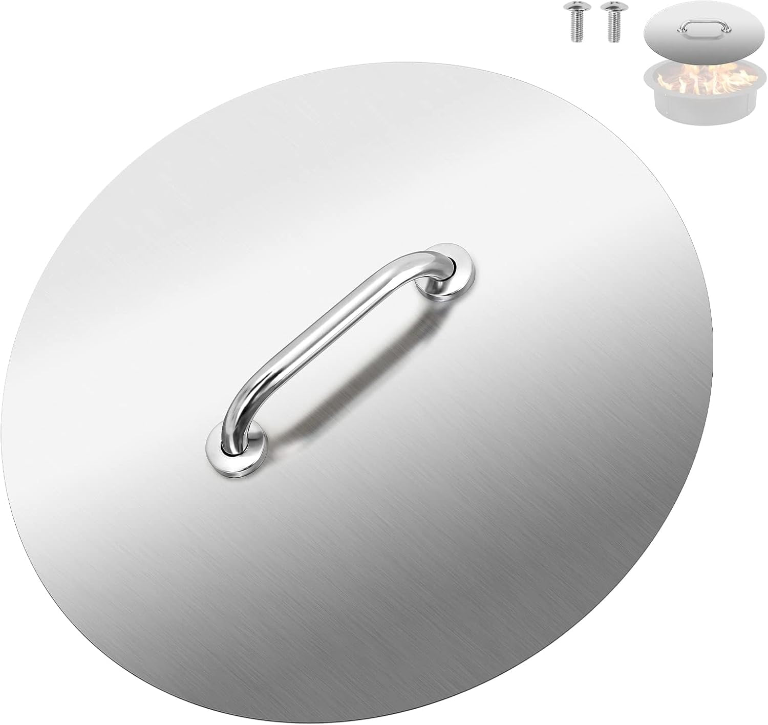 20 Inch Round Fire Pit Lid, 304 Stainless Steel Fire Pit Ring Lid 1.5 ...