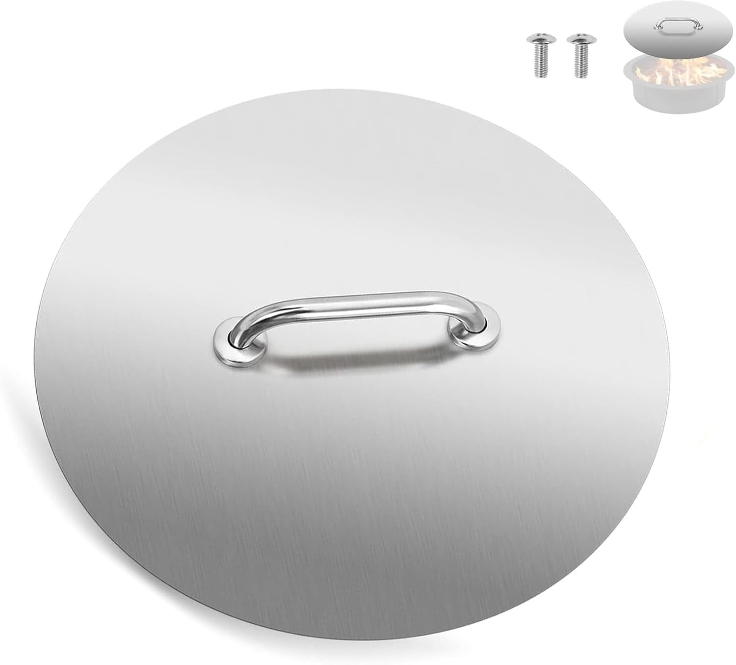 20 Inch Round Fire Pit Lid, 304 Stainless Steel Fire Pit Ring Lid 1.5 ...