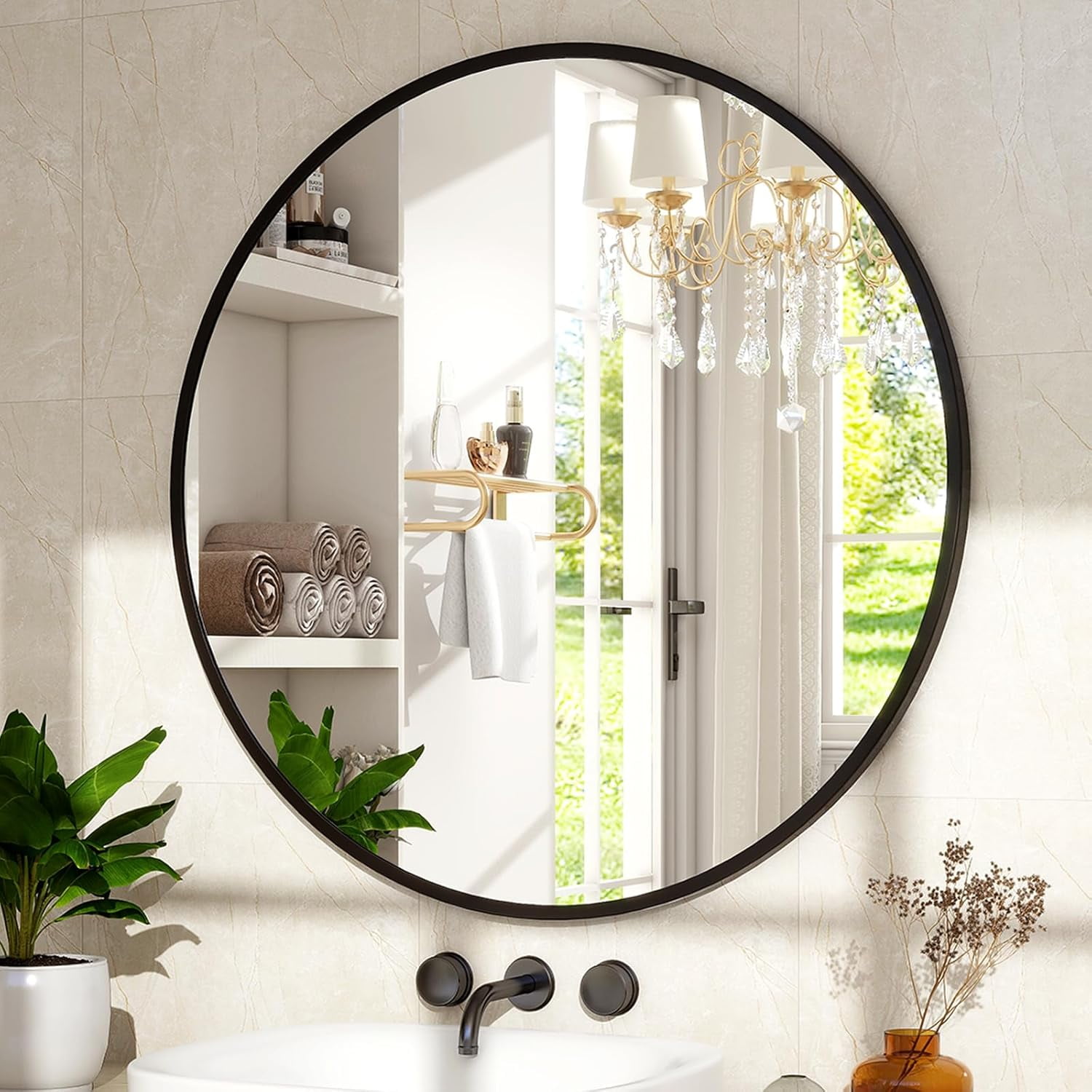 20 Inch Round Mirror - Circle Mirrors for Bathroom, Entryway and Living ...