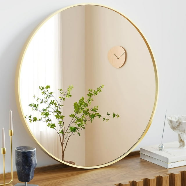 20 Inch Round Mirror, Metal Frame Bathroom Circle Wall Mirror for ...