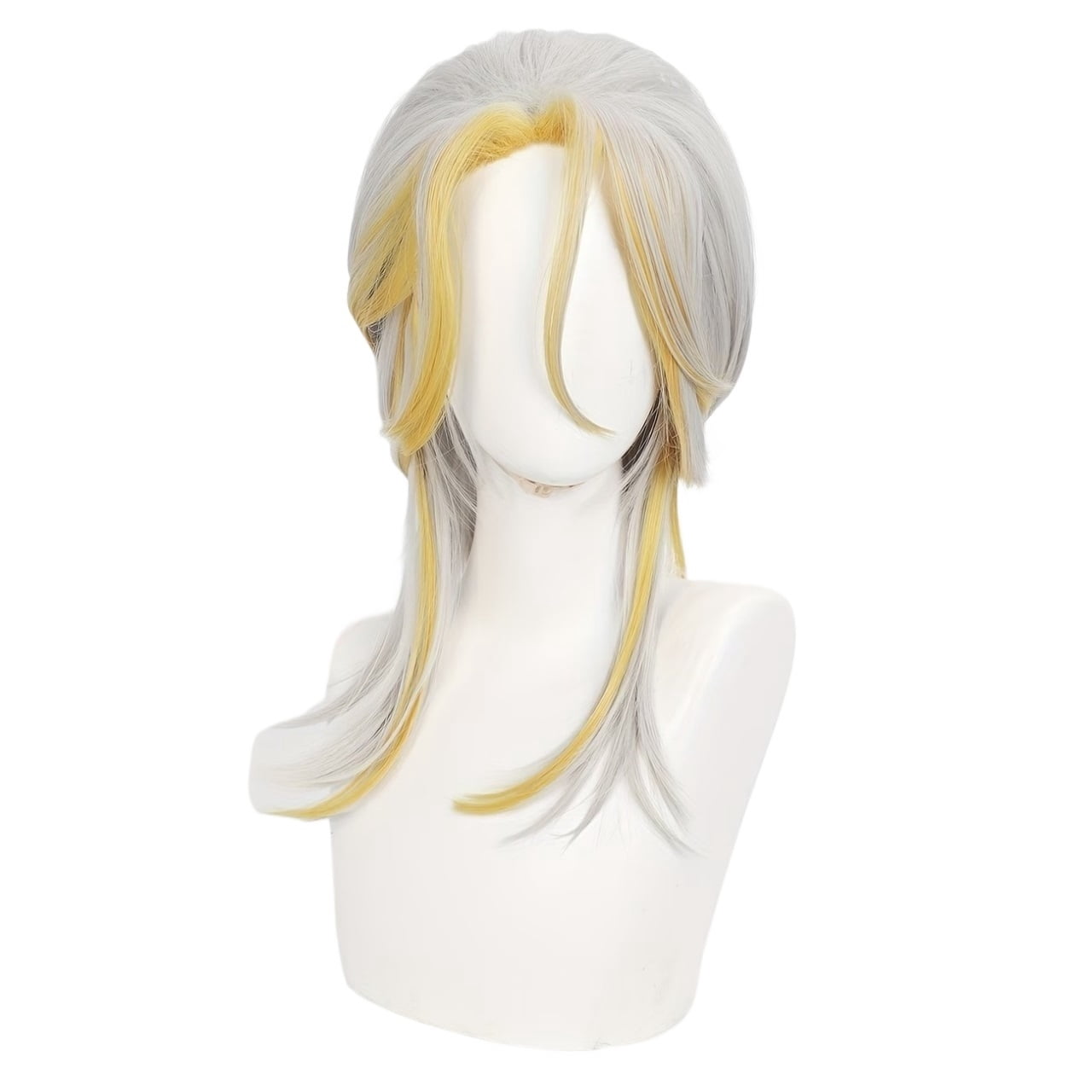 20-Inch Short Wavy Wig with Grayish-Yellow Gradient Color - Versatile ...