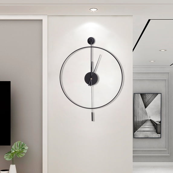 20 Inch Silent Non-Ticking Wall Clock Black Modern Iron Round Clock for ...