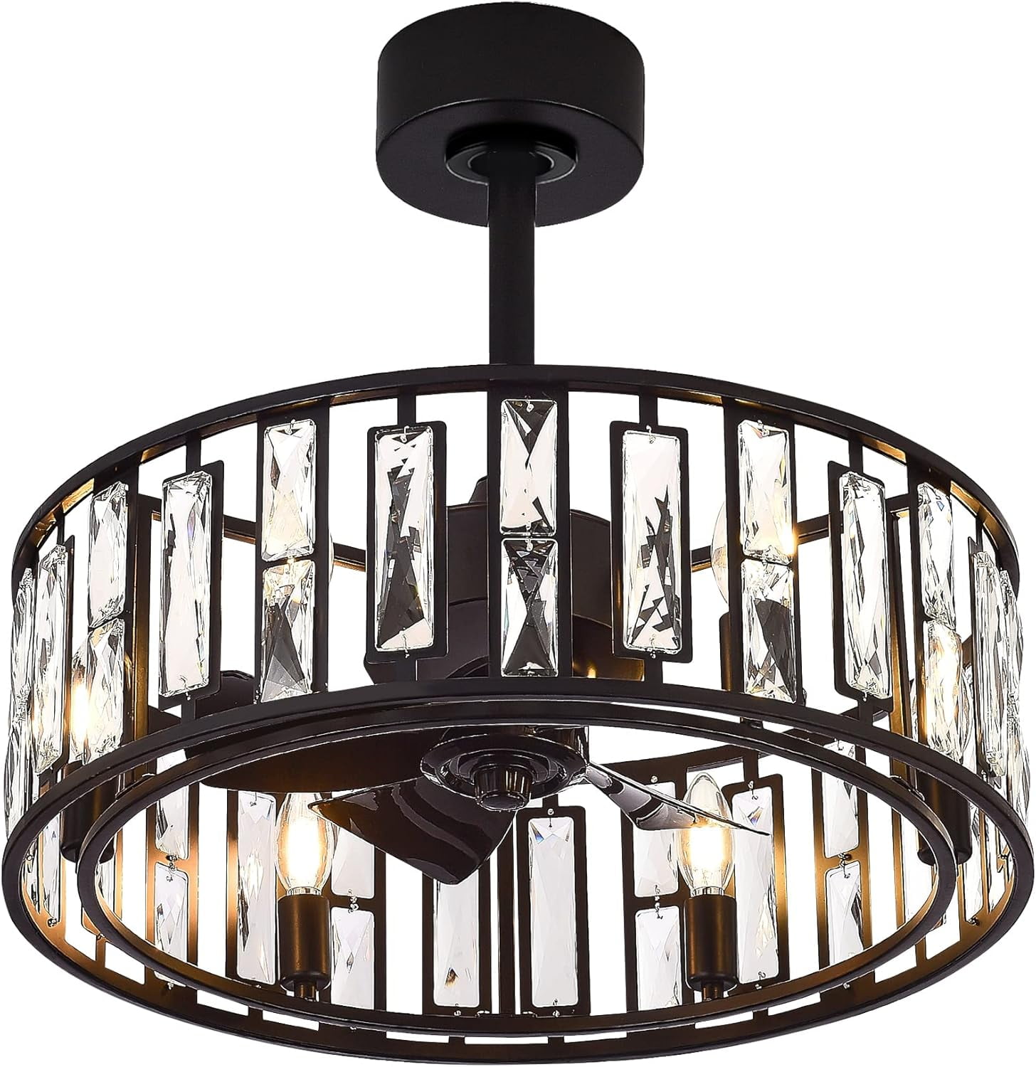 20 Inch Small Caged Ceiling Fan with Light Remote Control, Modern ...