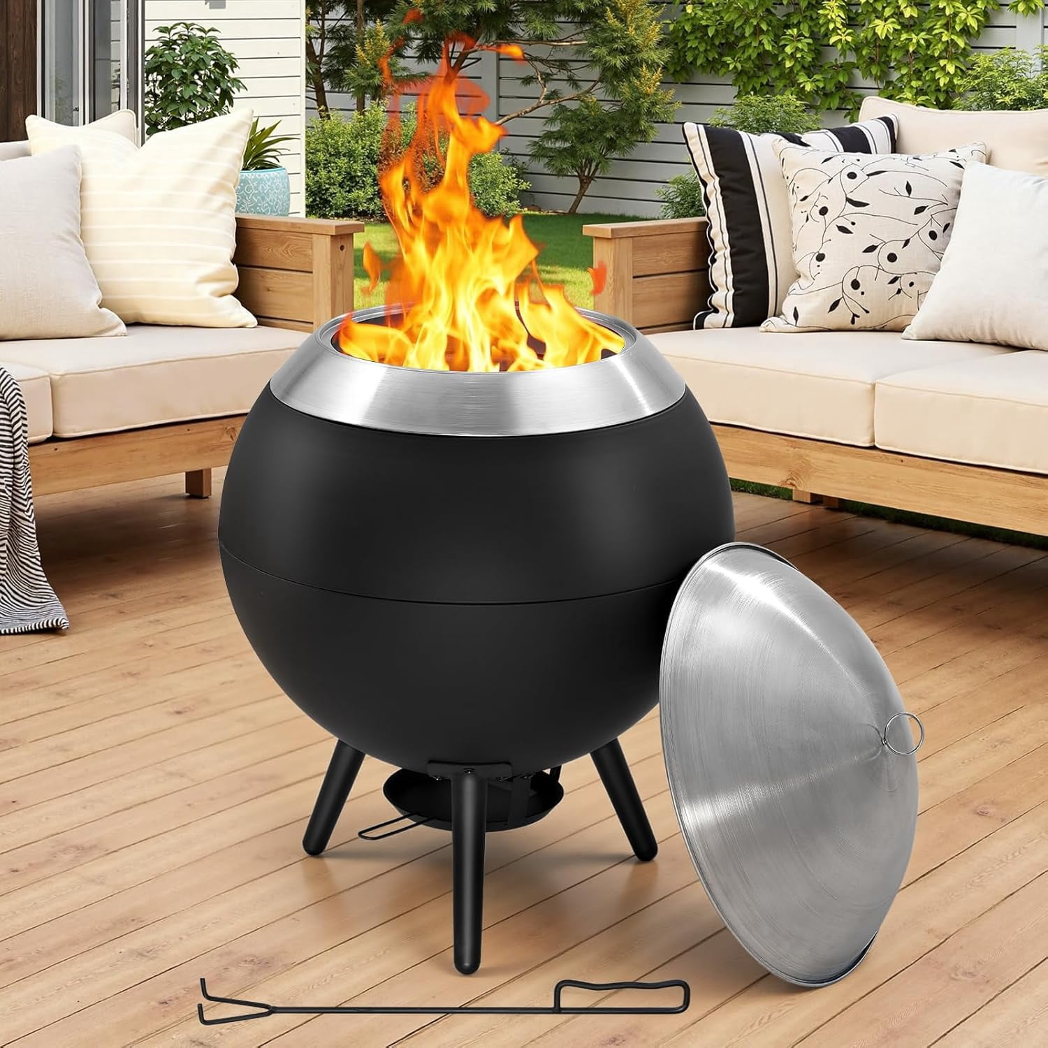 20 Inch Smokeless Firepit, Outdoor Smokeless Fire Pit with Grill ...
