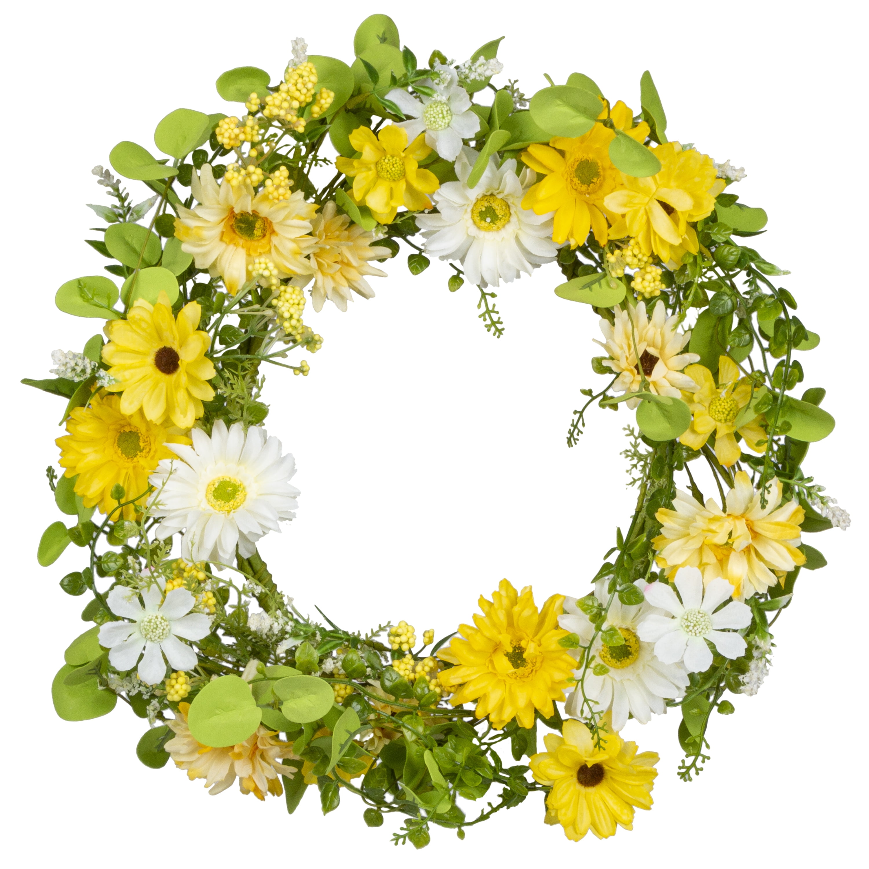 20 Inch Spring Daisy Floral Wreath - Walmart.com