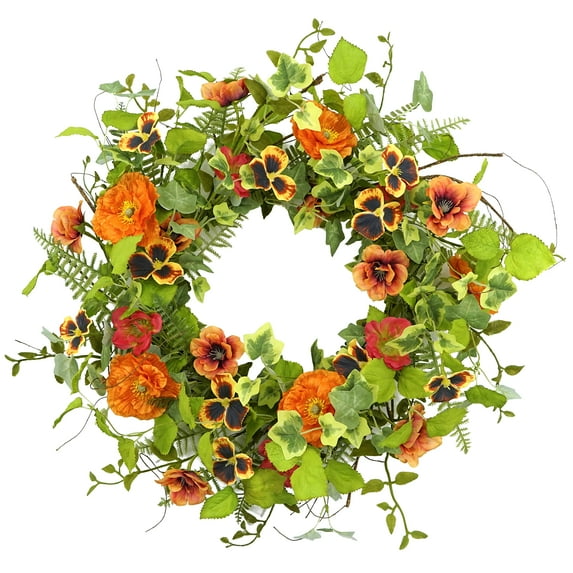 20 Inch Spring Summer Wreath for Front Door, Artificial Floral Wreath ...