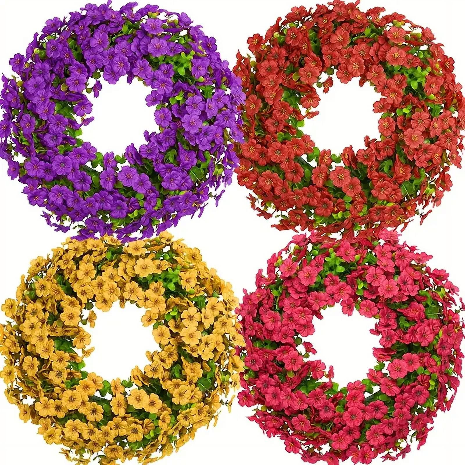 20 Inch Spring Summer Wreaths for Front Door, Artificial Flowers Violet ...