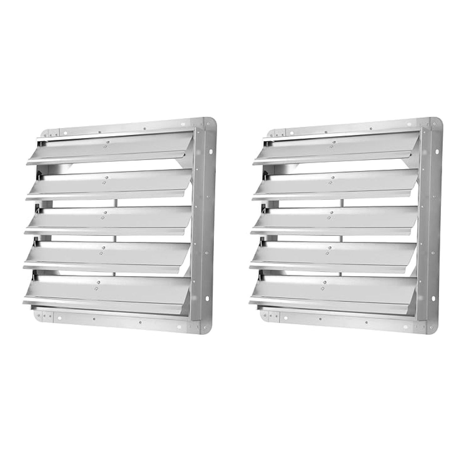 20-Inch Square Aluminum Automatic Gravity Shutter Louver Vent, Silver,2 ...