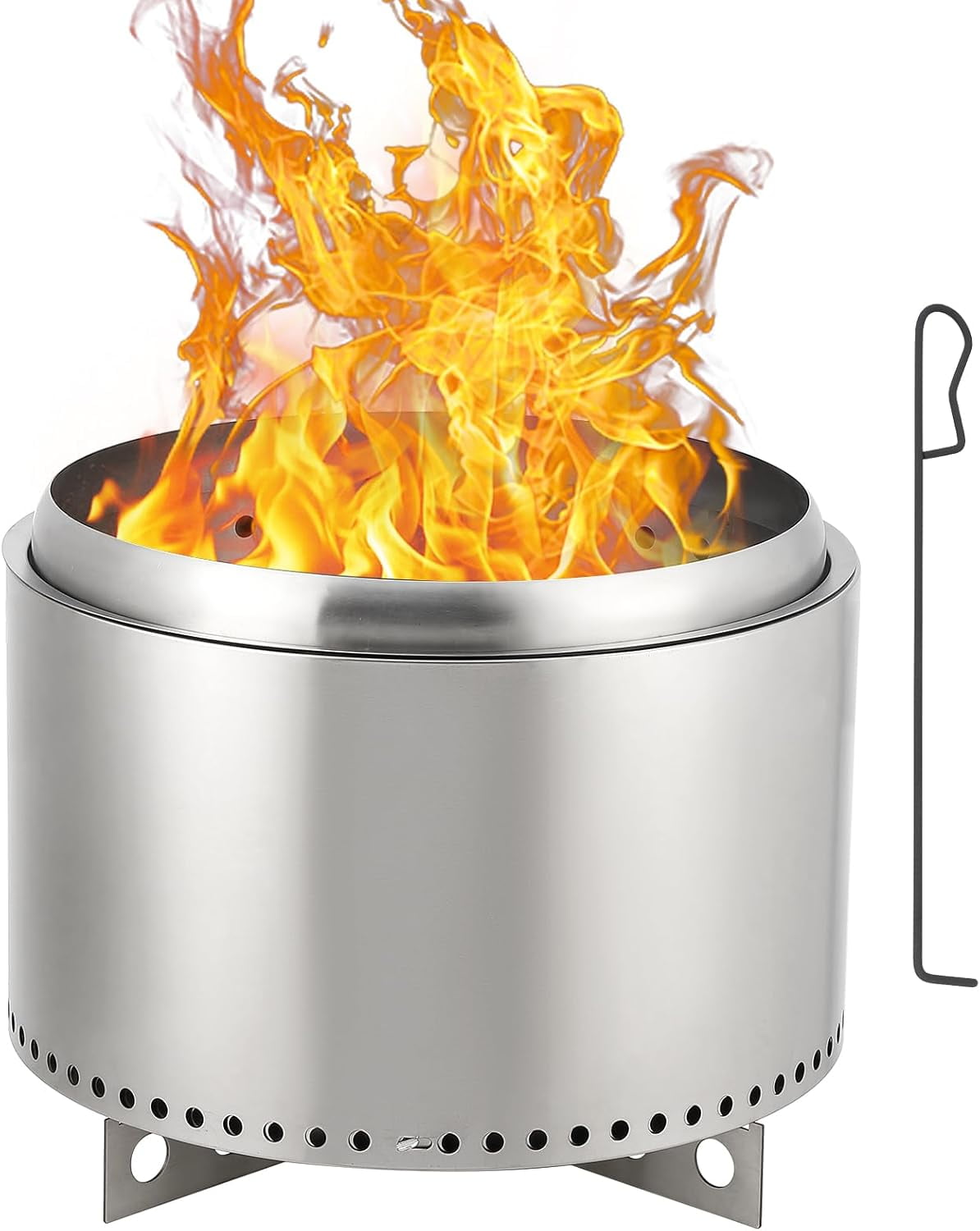 20 Inch Stainless Steel Fire Pit, Outdoor Smokeless Wood Burning Fire ...