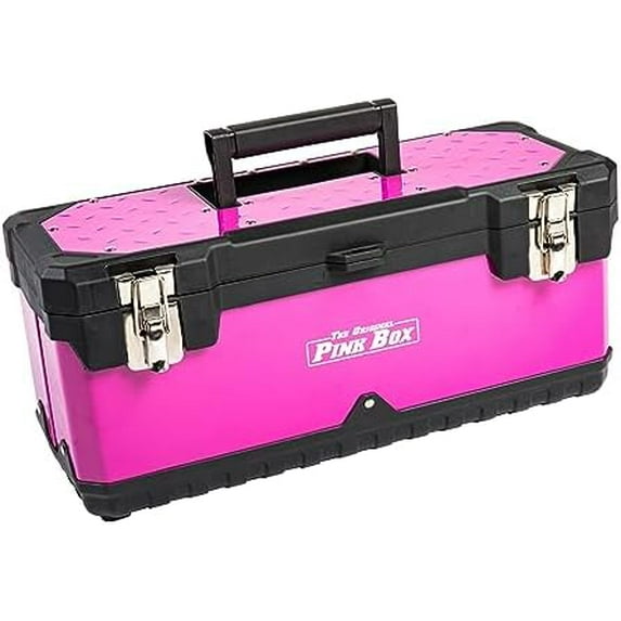 20-Inch Steel Toolbox, Pink | Portable, with Organizer Tray, Steel ...