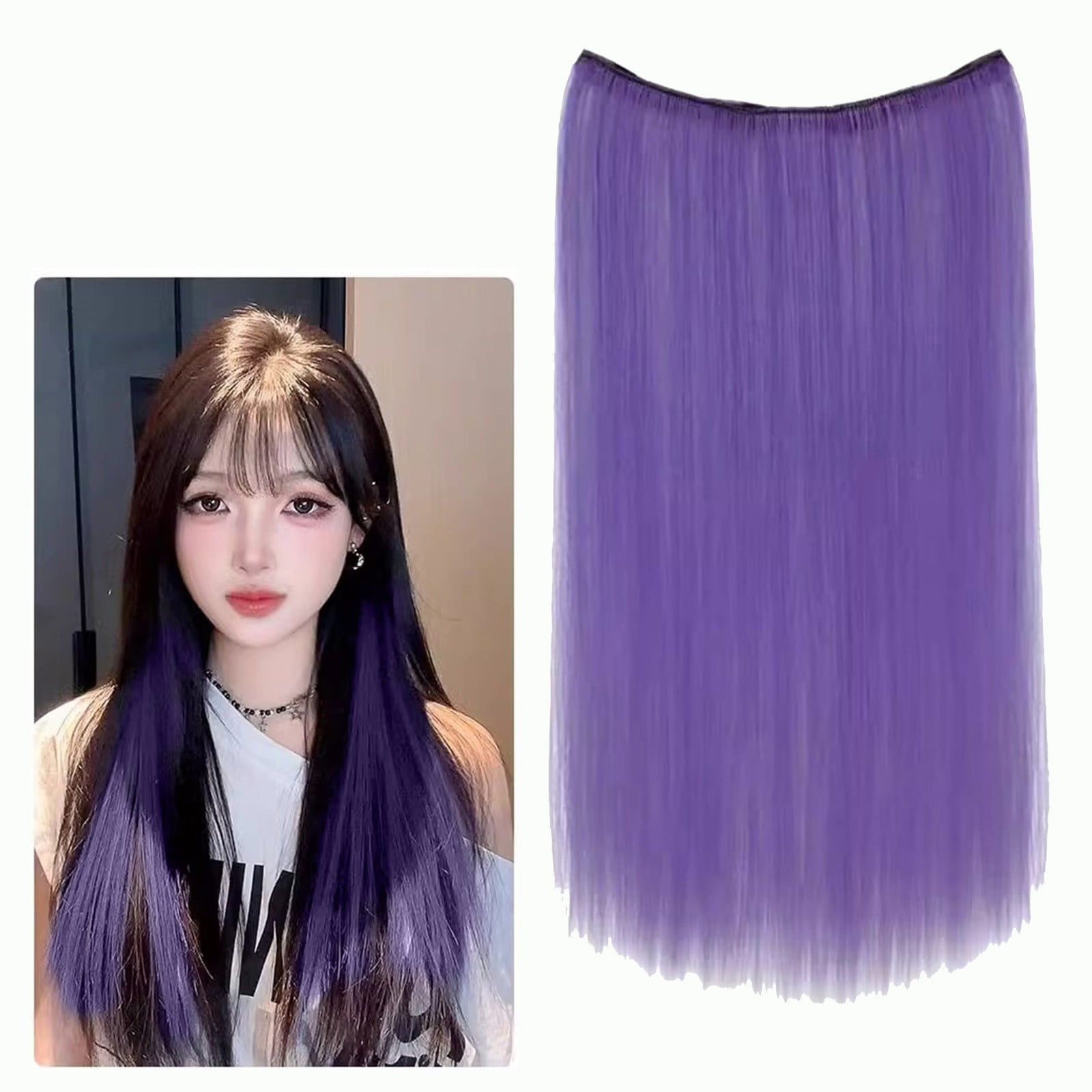 20 Inch Straight Human Hair Extensions - Halo Hair Piece with Invisible ...