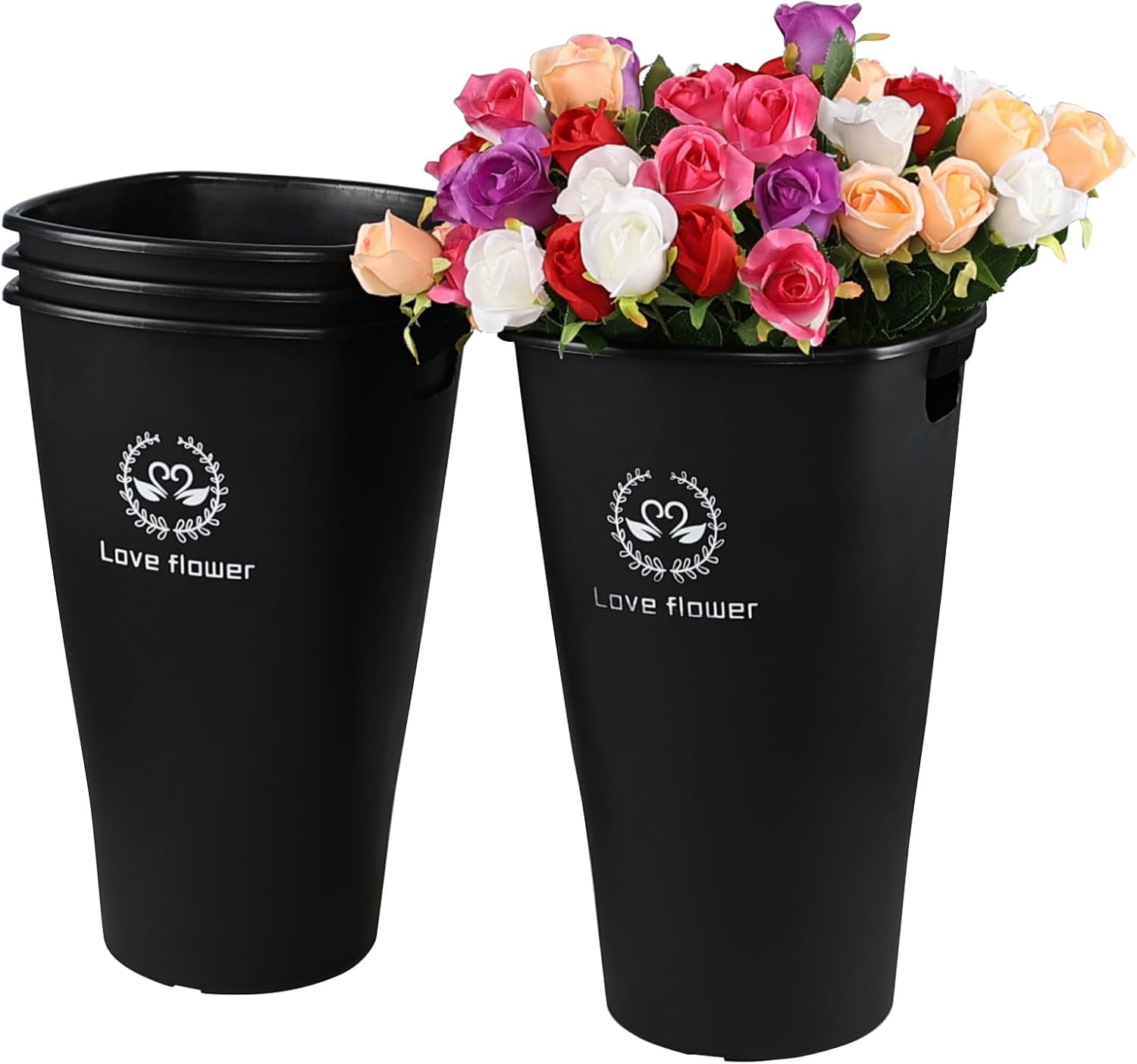 20 Inch Tall Flower Buckets with Cutout Handle for Cut Flowers, 4 Packs ...