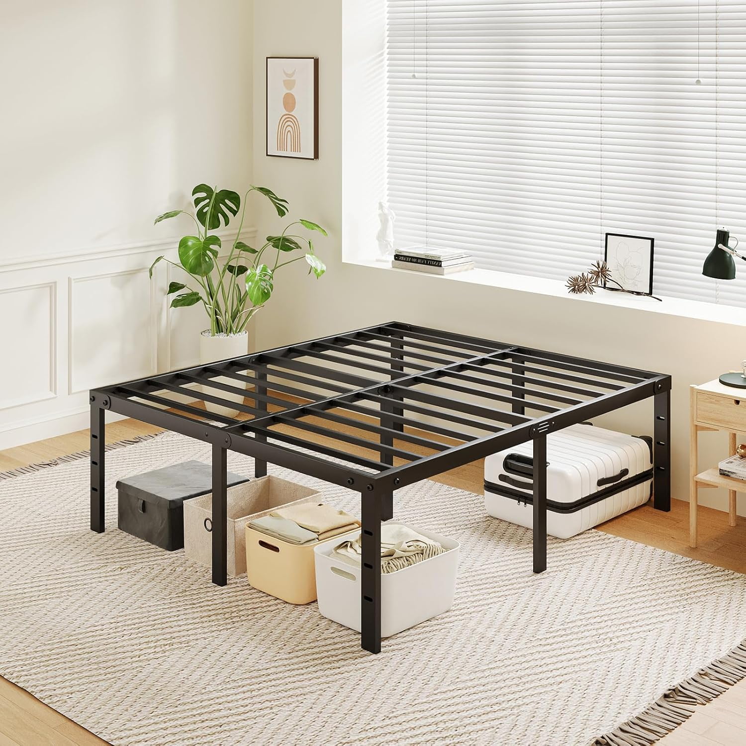 20 Inch Twin Bed Frame No Box Spring Needed, Heavy Duty Tall Metal Twin ...