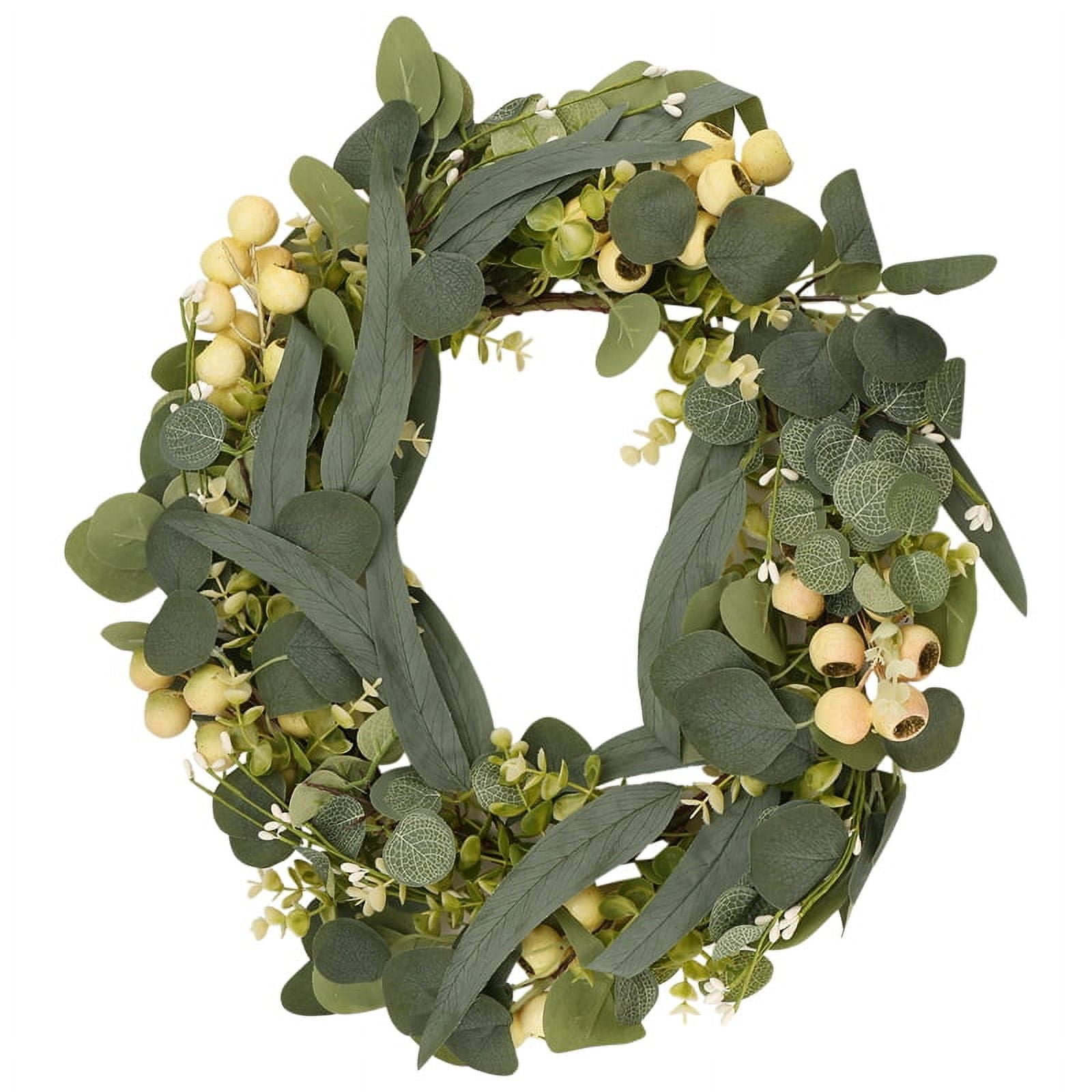 20 Inch Wreaths for Front Door, Green Eucalyptus Wreath for Spring ...