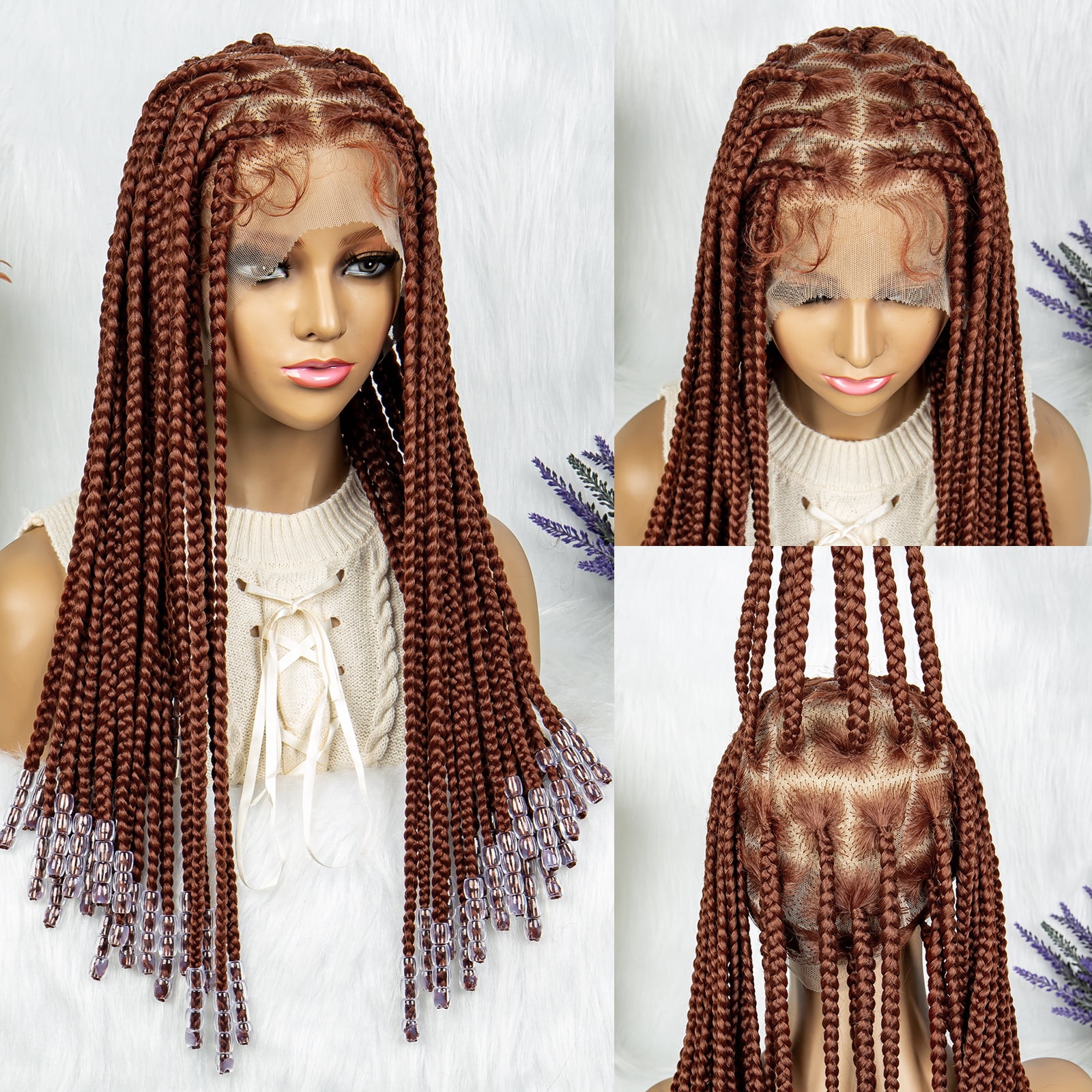 20 Inches Straight Full Lace Braided Wigs for Women Girls Synthetic ...