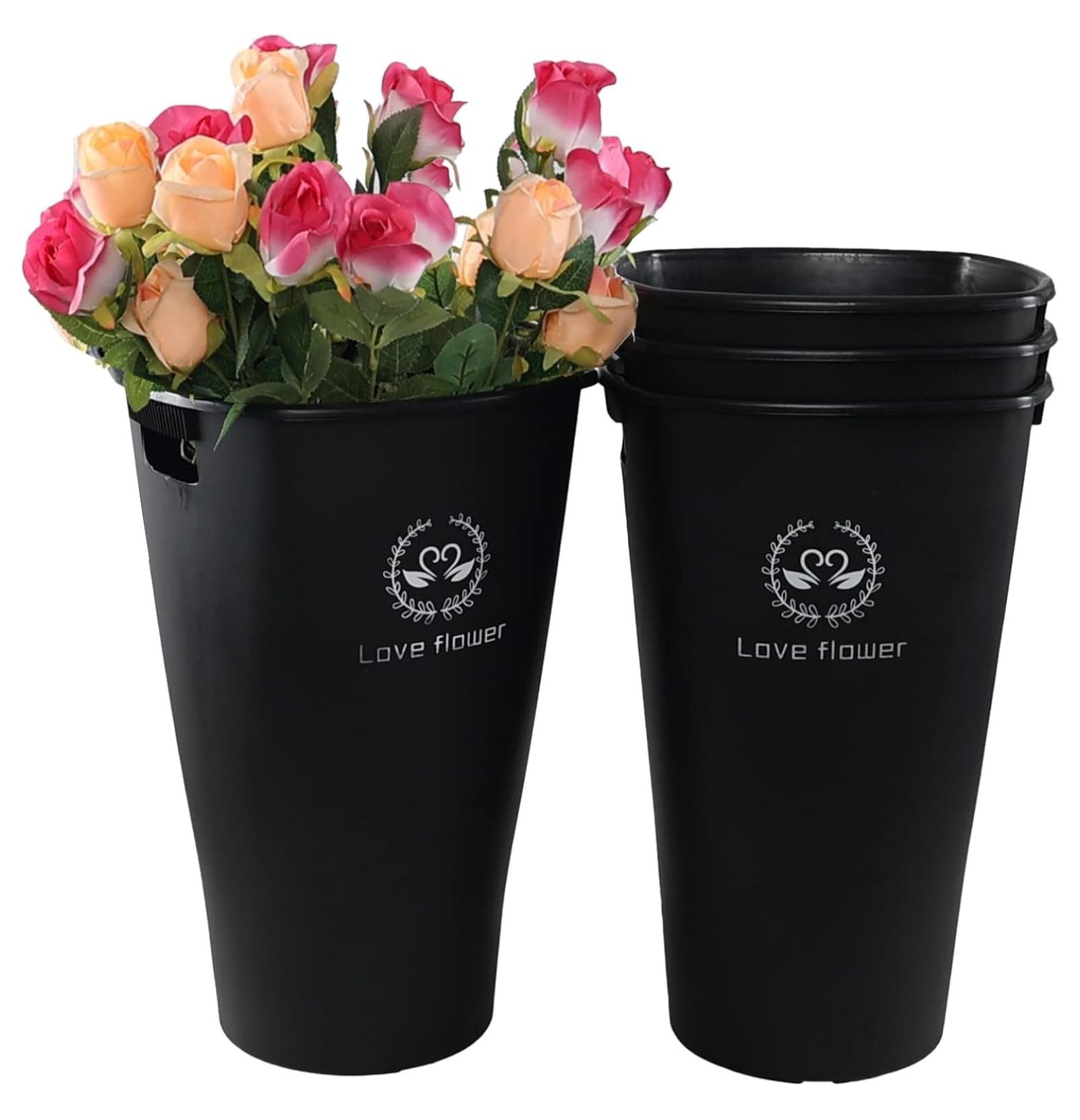 20 Inches Wake Up Flower Bucket, 4 Pack Plastic Flower Display Buckets ...