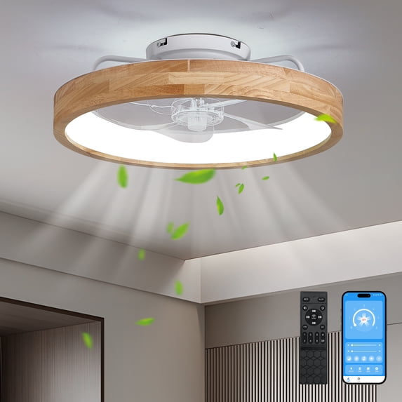 20 Inchs Low Profile Ceiling Fans with Lights and Remote Flush Mount ...