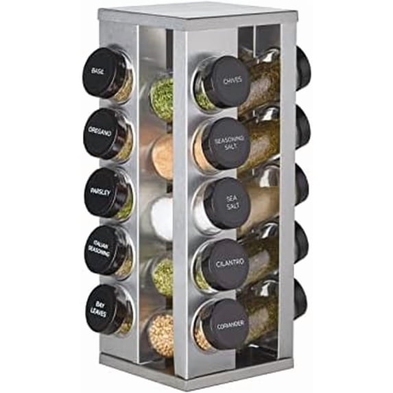 20 Jar Revolving Countertop Spice Rack Organizer with Included Spices ...