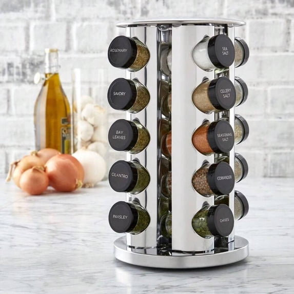 20-Jar Revolving Countertop Spice Rack Set With FREE 5-Year Spice ...