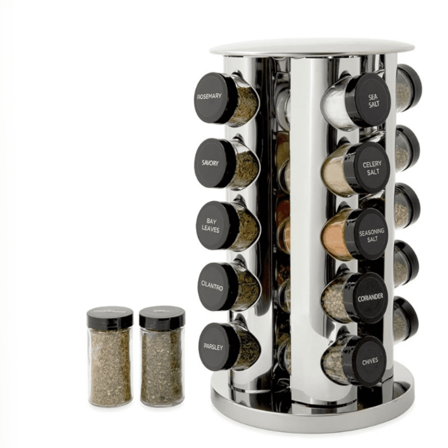 20 Jar Revolving Countertop Spice Rack with Spices Included, FREE Spice ...