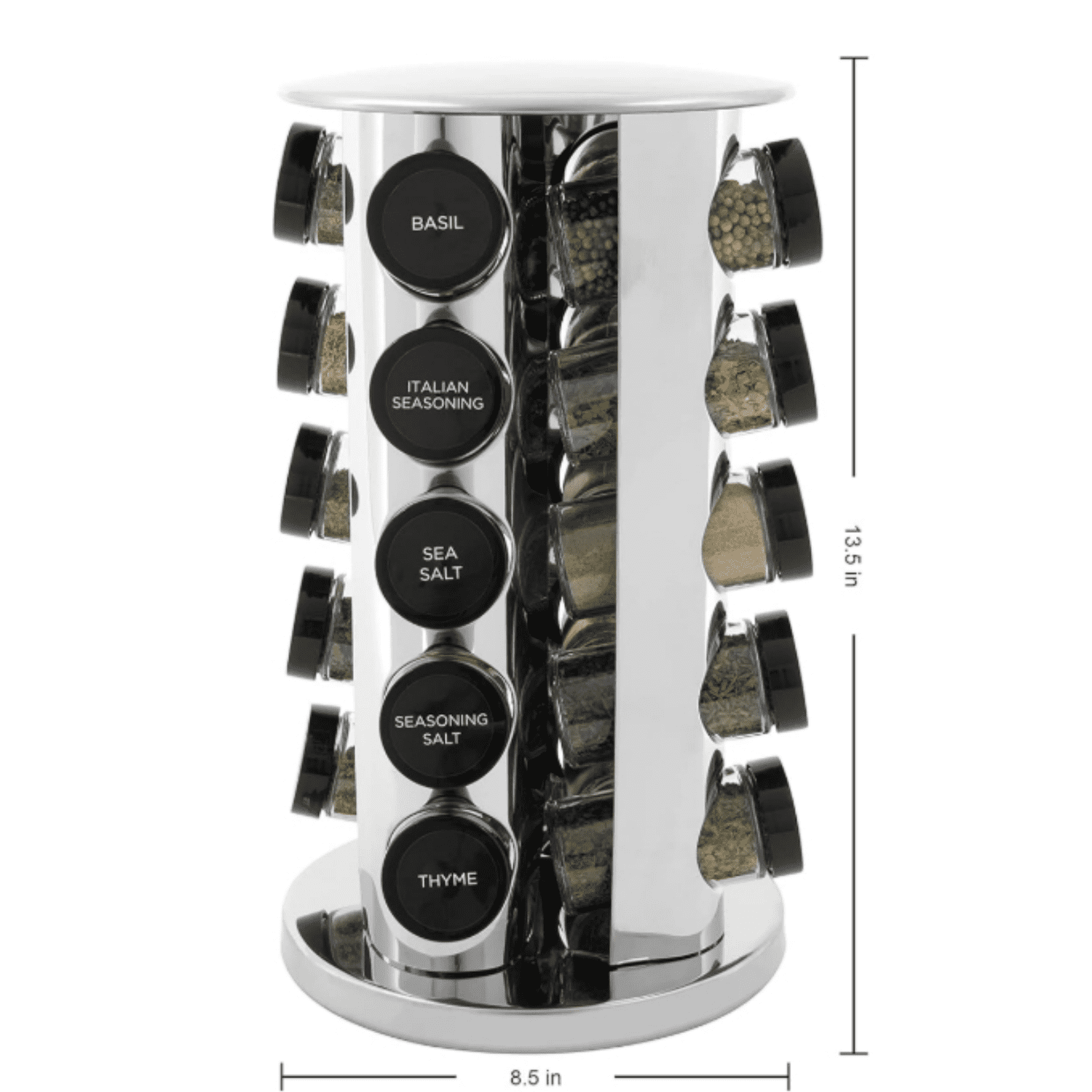 20 Jar Revolving Countertop Spice Rack with Spices Included, FREE Spice ...