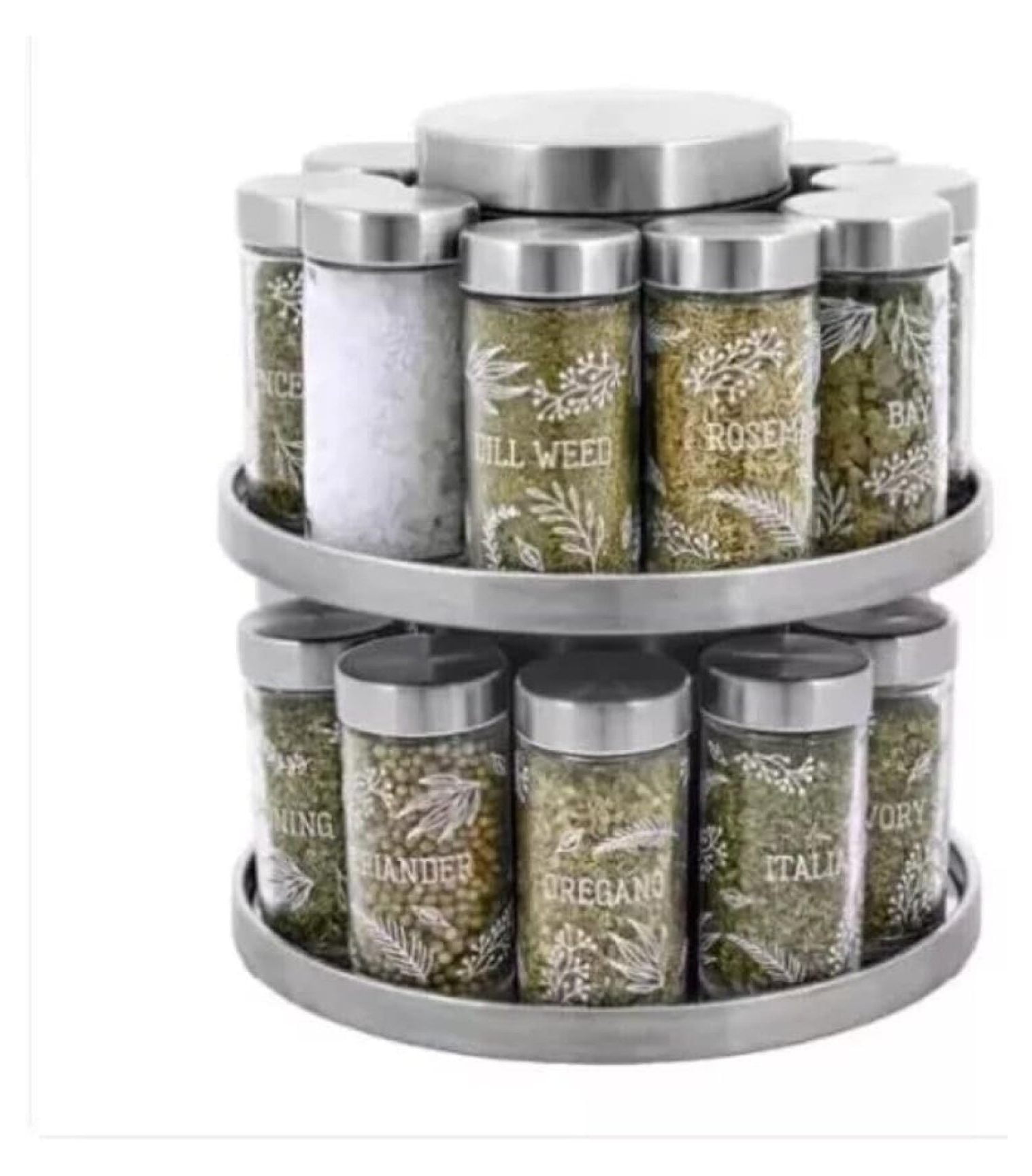 20 Jar Revolving Countertop Spice Rack with integrated tool caddy ...