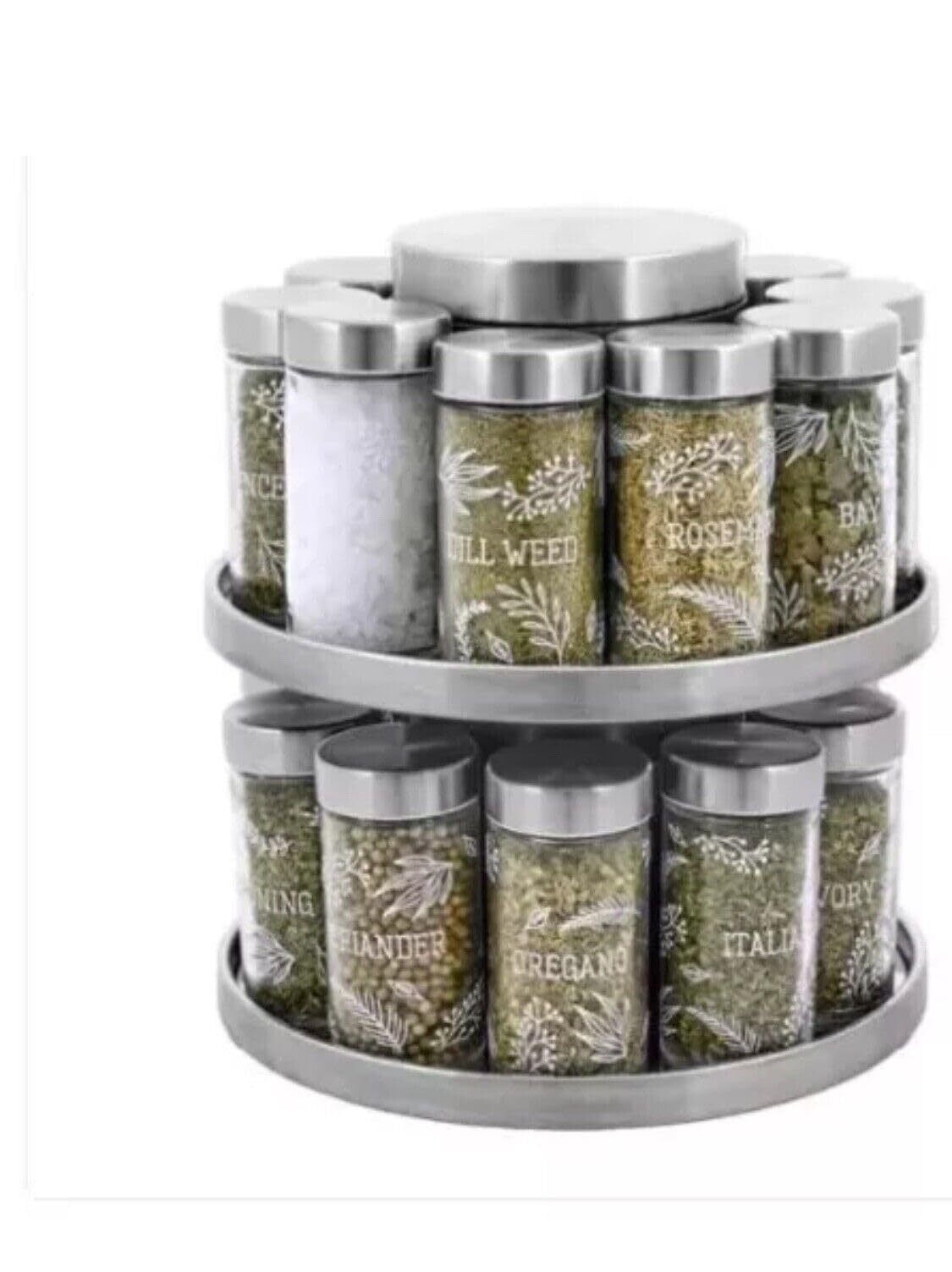 20 Jar Revolving Countertop Spice Rack with integrated tool caddy ...