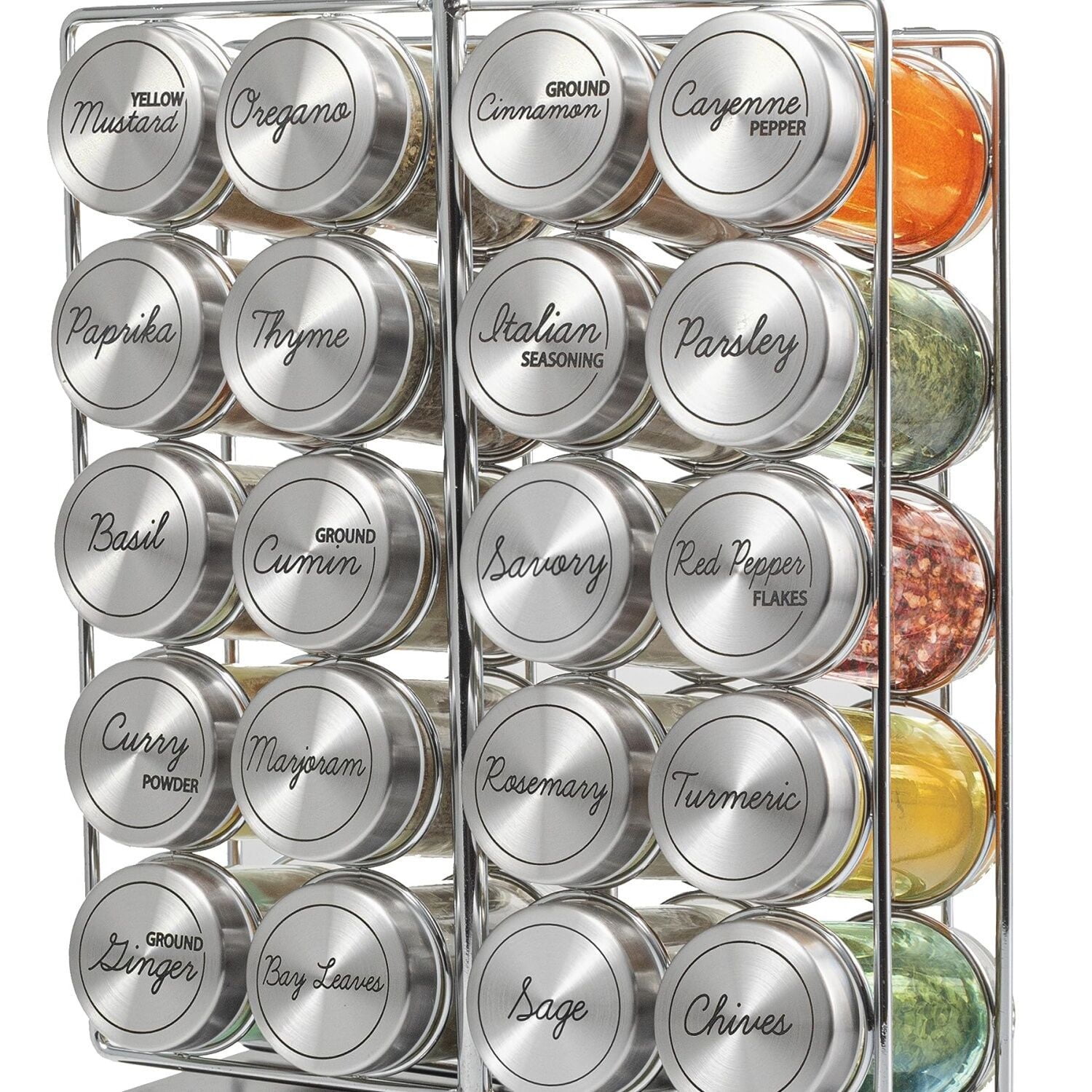 20 Jar Spice Rack Stainless Steel Filled with Spices - Standing Rack ...