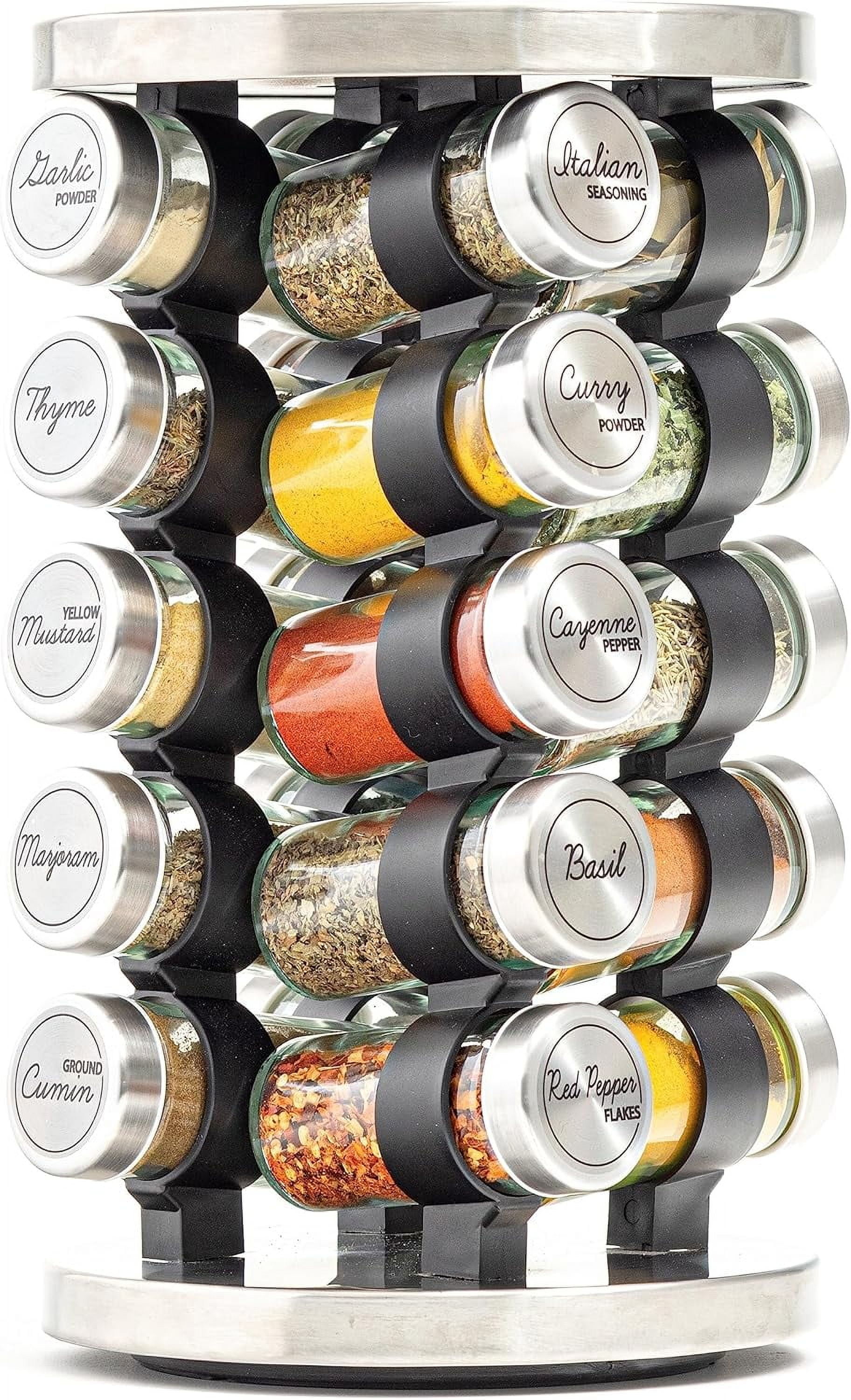 20 Jar Stainless Steel Rotating Spice Rack - Walmart.com
